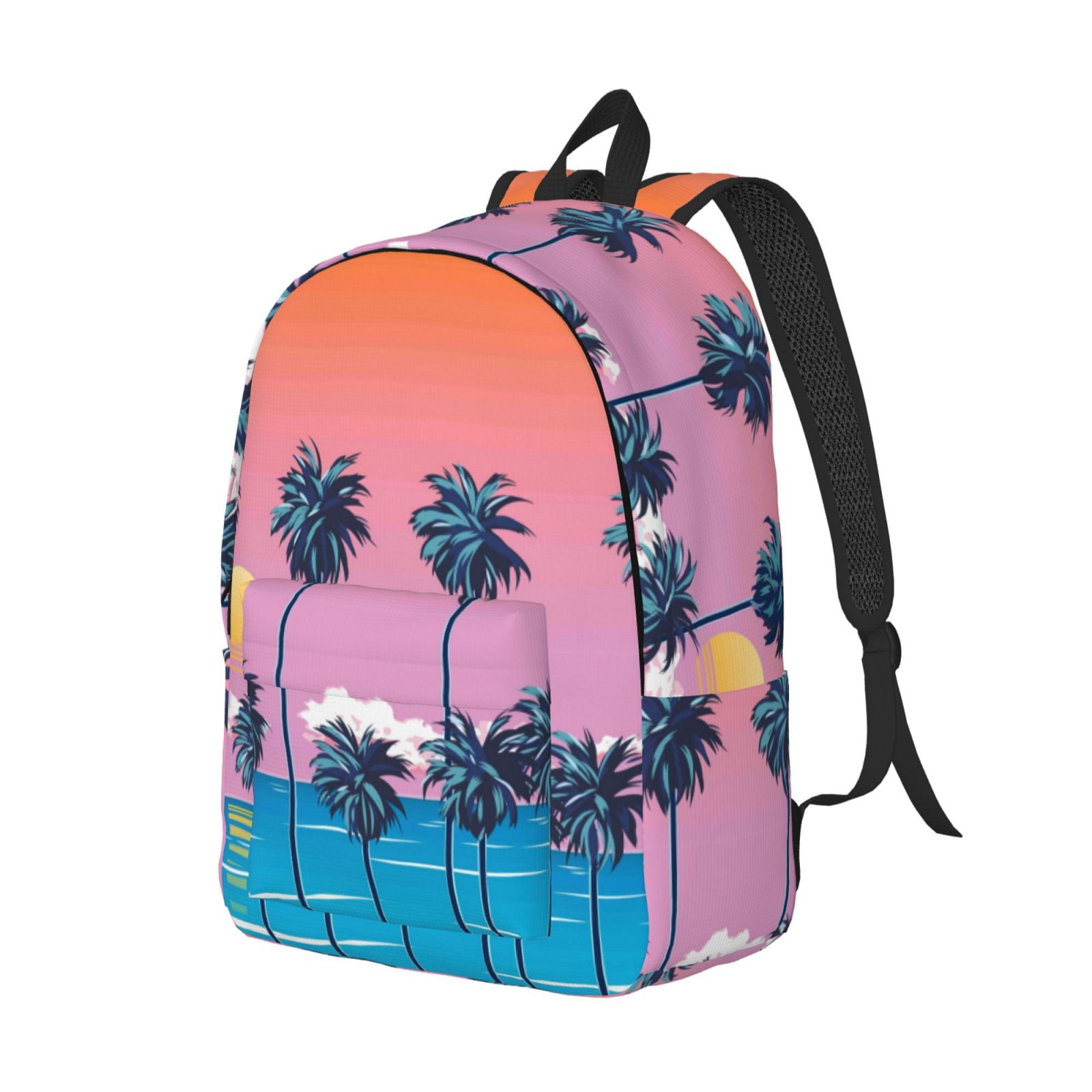 Matuu Beach with Palm Trees for Canvas College Backpack for Men and ...