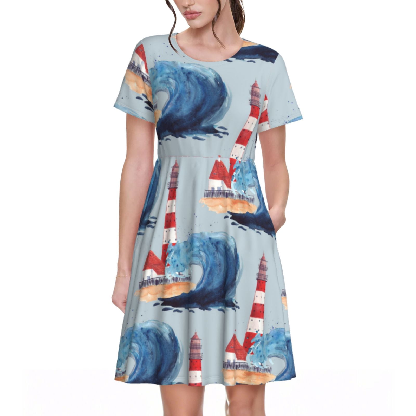 Matuu Beacon In The Huge Waves Of The Surf for Summer Dress for Women ...