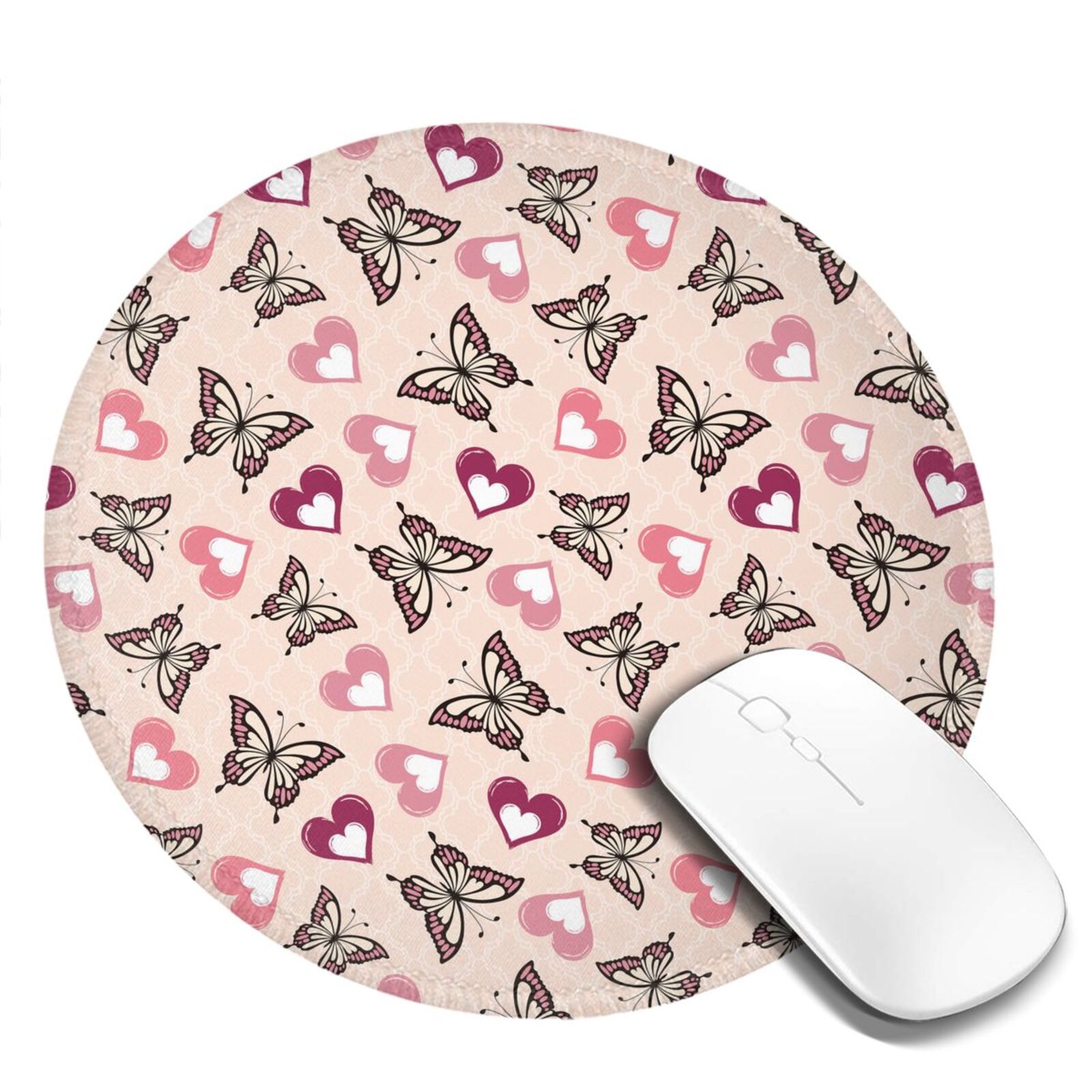 Matuu Beautiful Butterflies and Hearts Printed Round Mouse Pad, Non ...