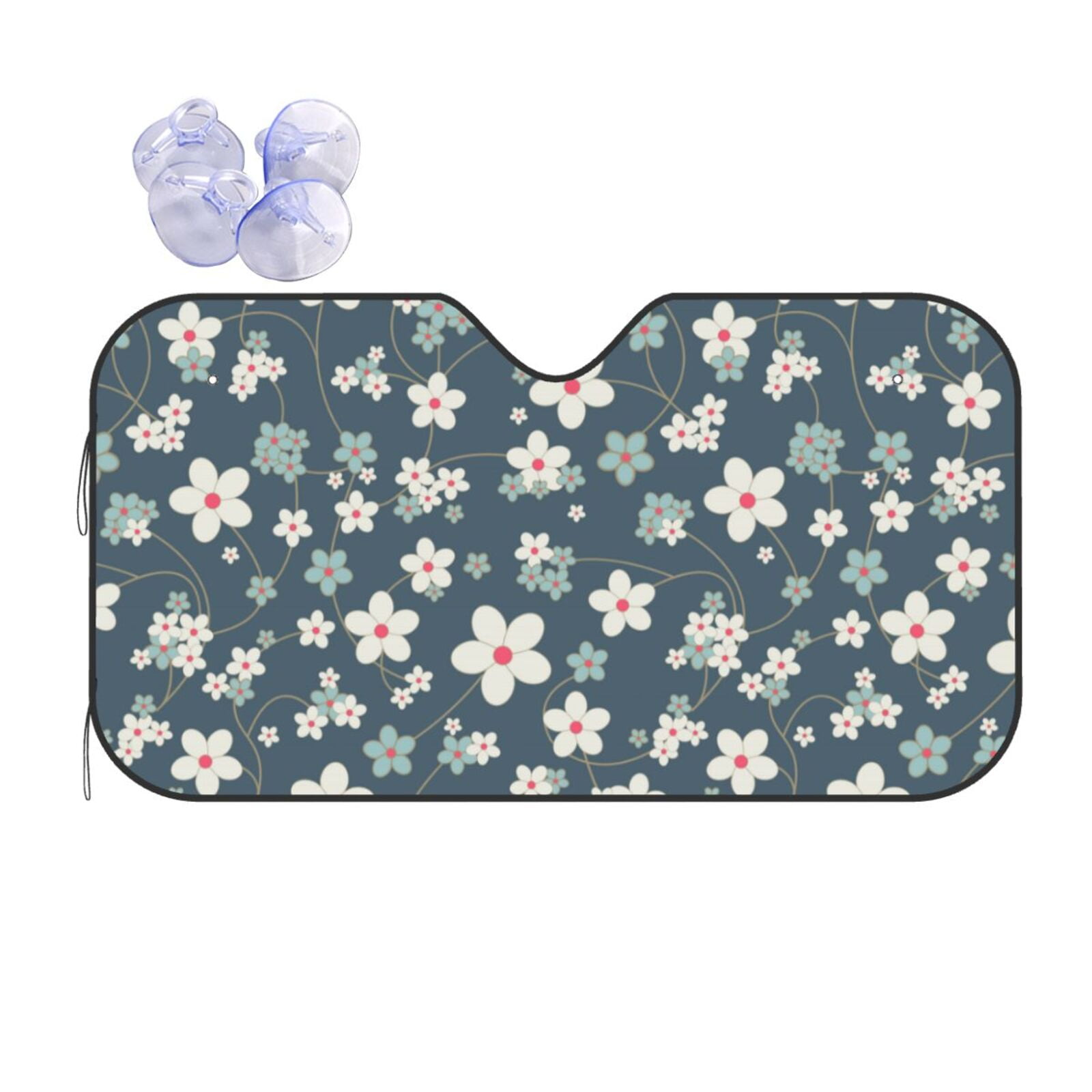 Matuu Blue Flower Print Foldable Front Window Car Windshield Sun Shade ...