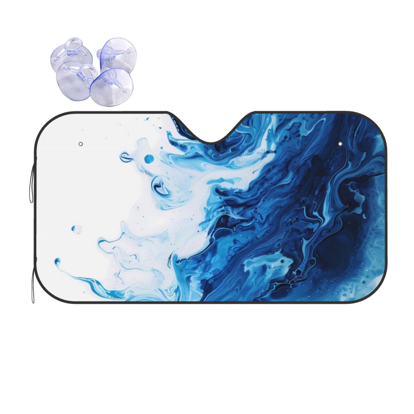 Matuu Blue White Fluid Art Print Foldable Front Window Car Windshield ...