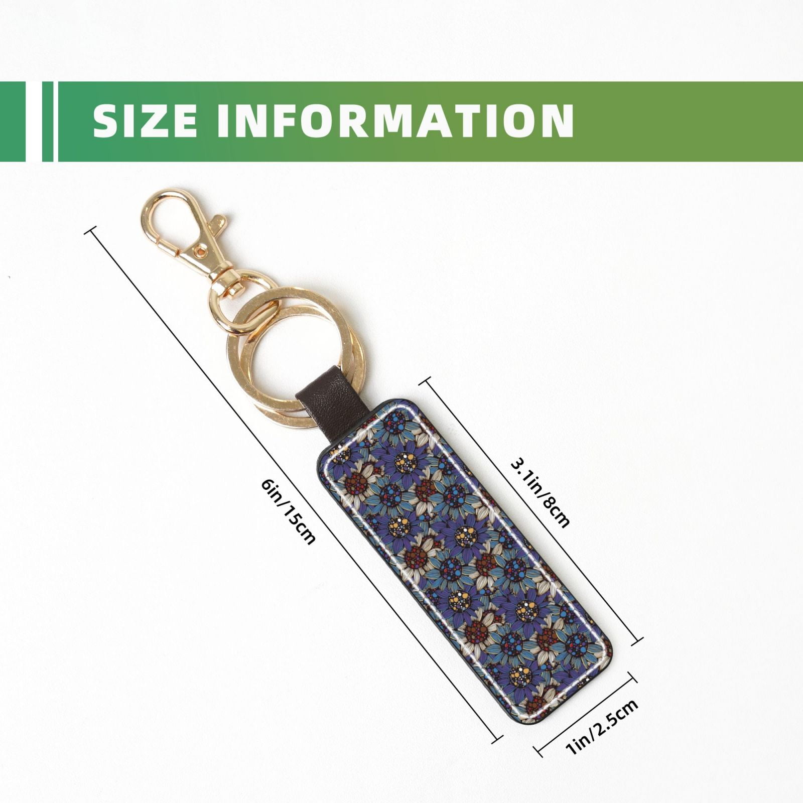 Matuu Boho Style Sunflowers Design for Car Fob Key Chain PU Leather ...