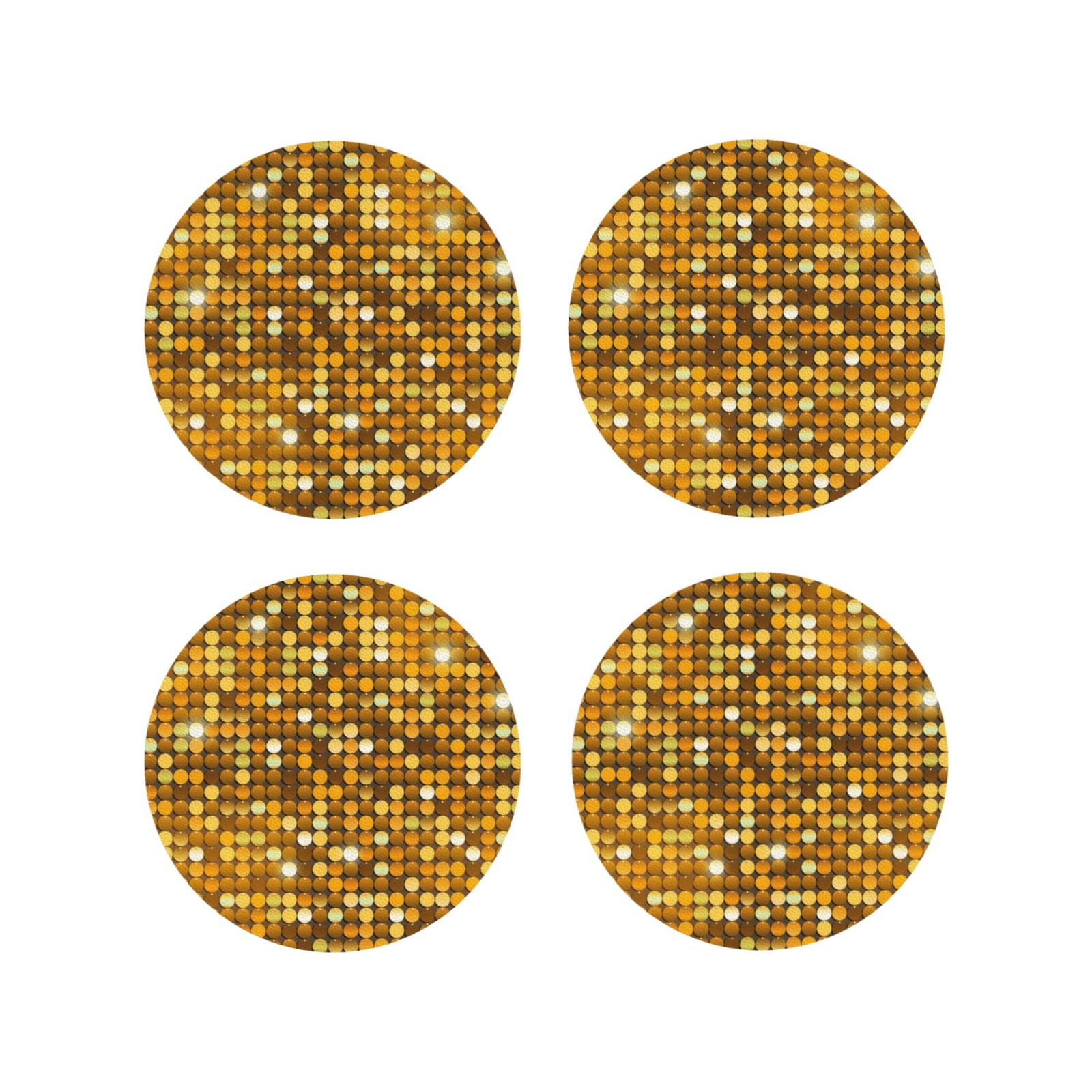 Matuu Bright Shiny Golden for Cup Coasters Set of 4 Leather Coasters ...