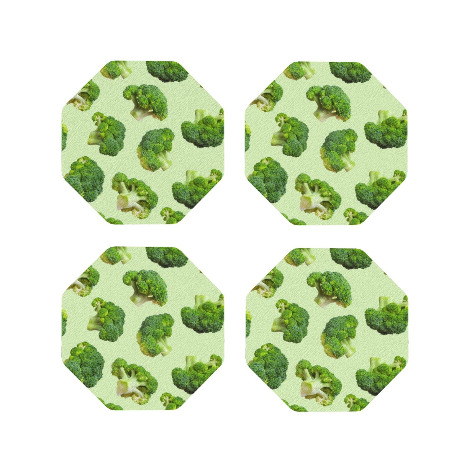 Matuu Broccoli 3 for Cup Coasters Set of 4 Leather Coasters Desk ...
