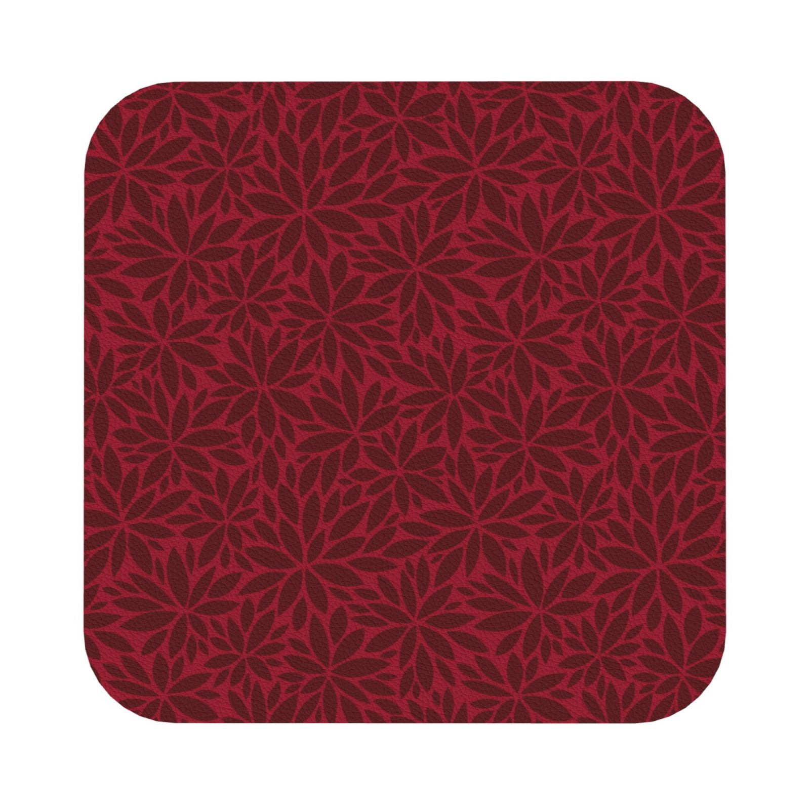 Matuu Burgundy Floral for Cup Coasters Set of 6 Leather Coasters Desk ...