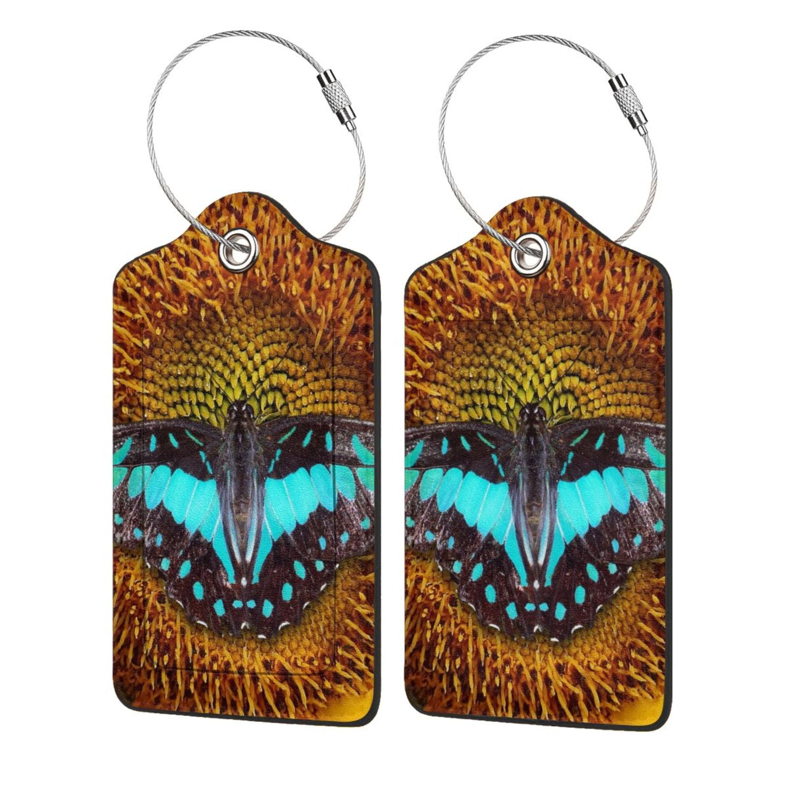 Matuu Butterfly Alighted On Sunflowers for Leather Luggage Tag Privacy ...