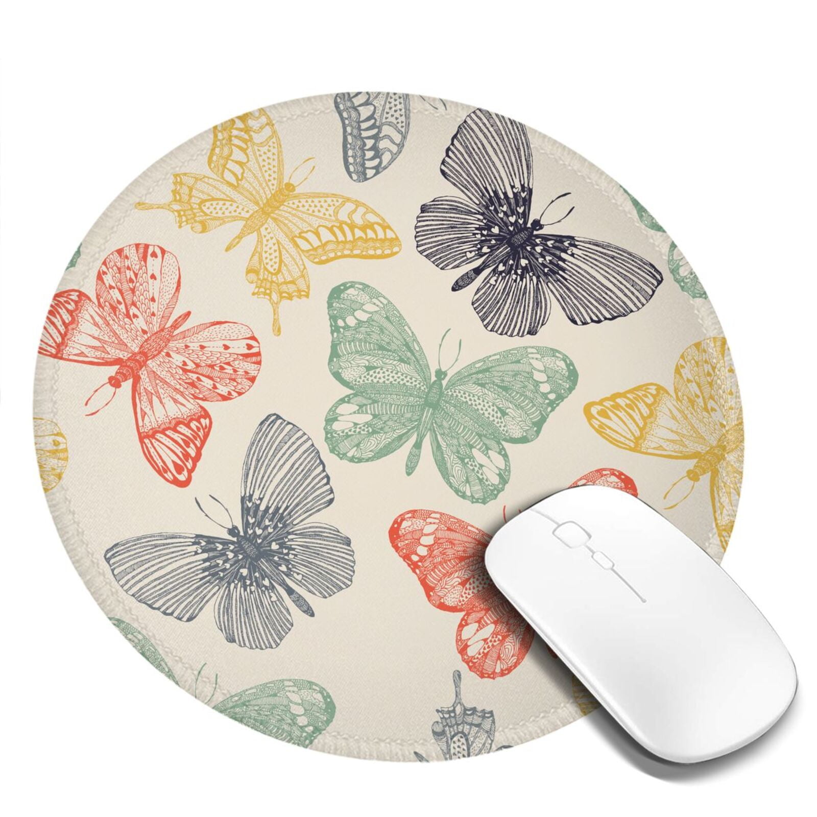 Matuu Butterfly Printed Round Mouse Pad, Non-Slip Ergonomic Mouse Pad ...