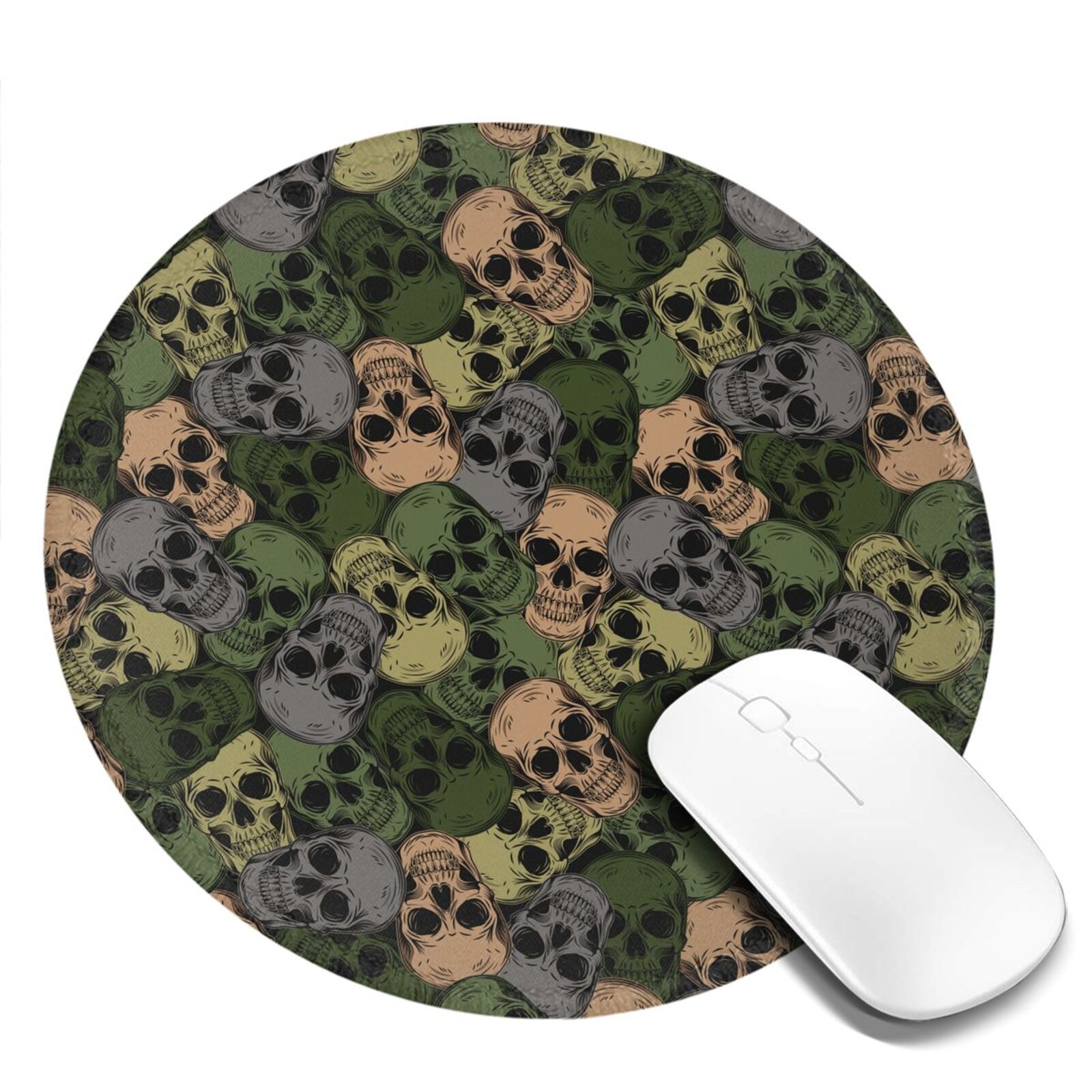 Matuu Camouflage Skulls Printed Round Mouse Pad, Non-Slip Ergonomic ...