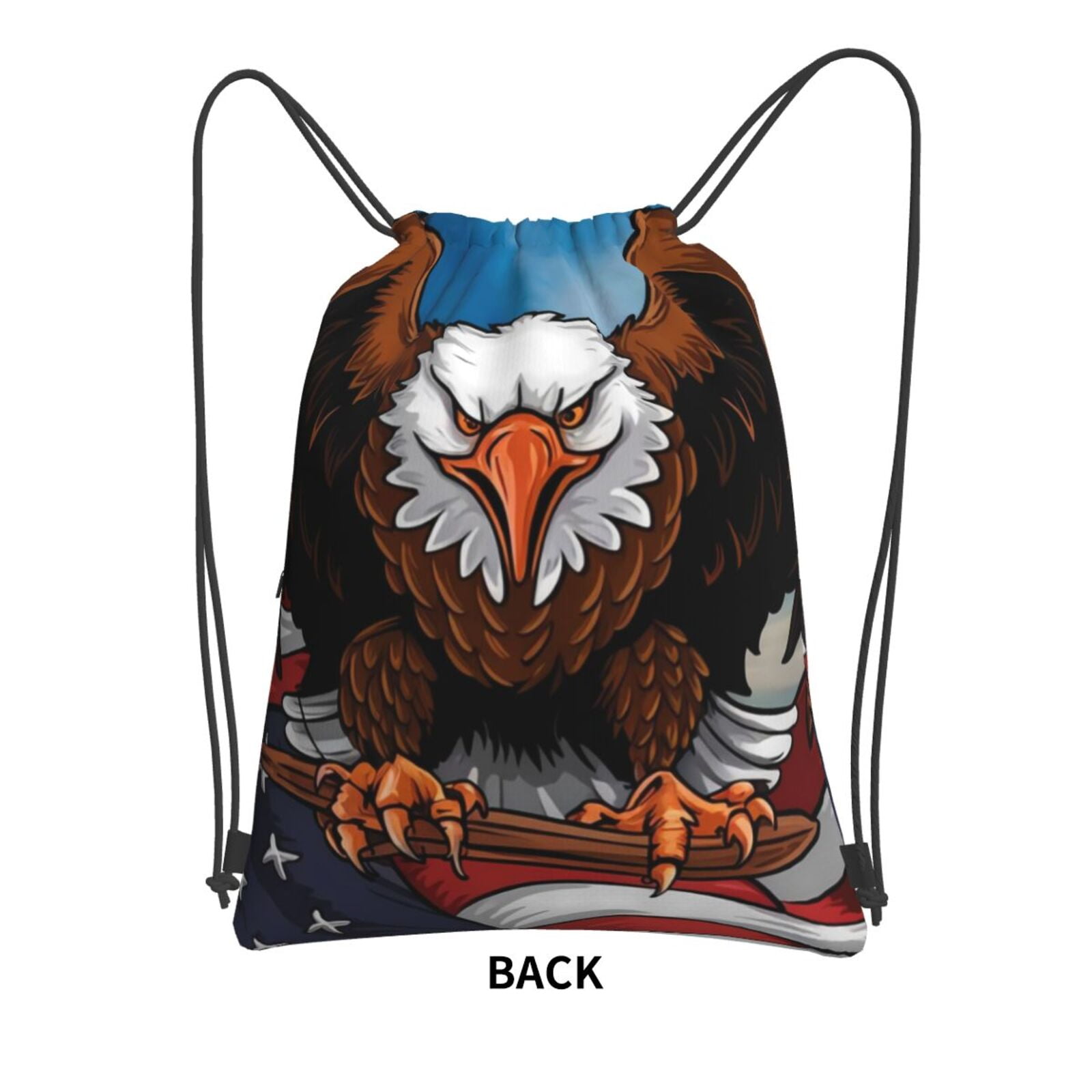 Matuu Cartoon Bald Eagle USA for Drawstring Backpack Bag Sports Gym Sackpack Bag Travel Camping ...