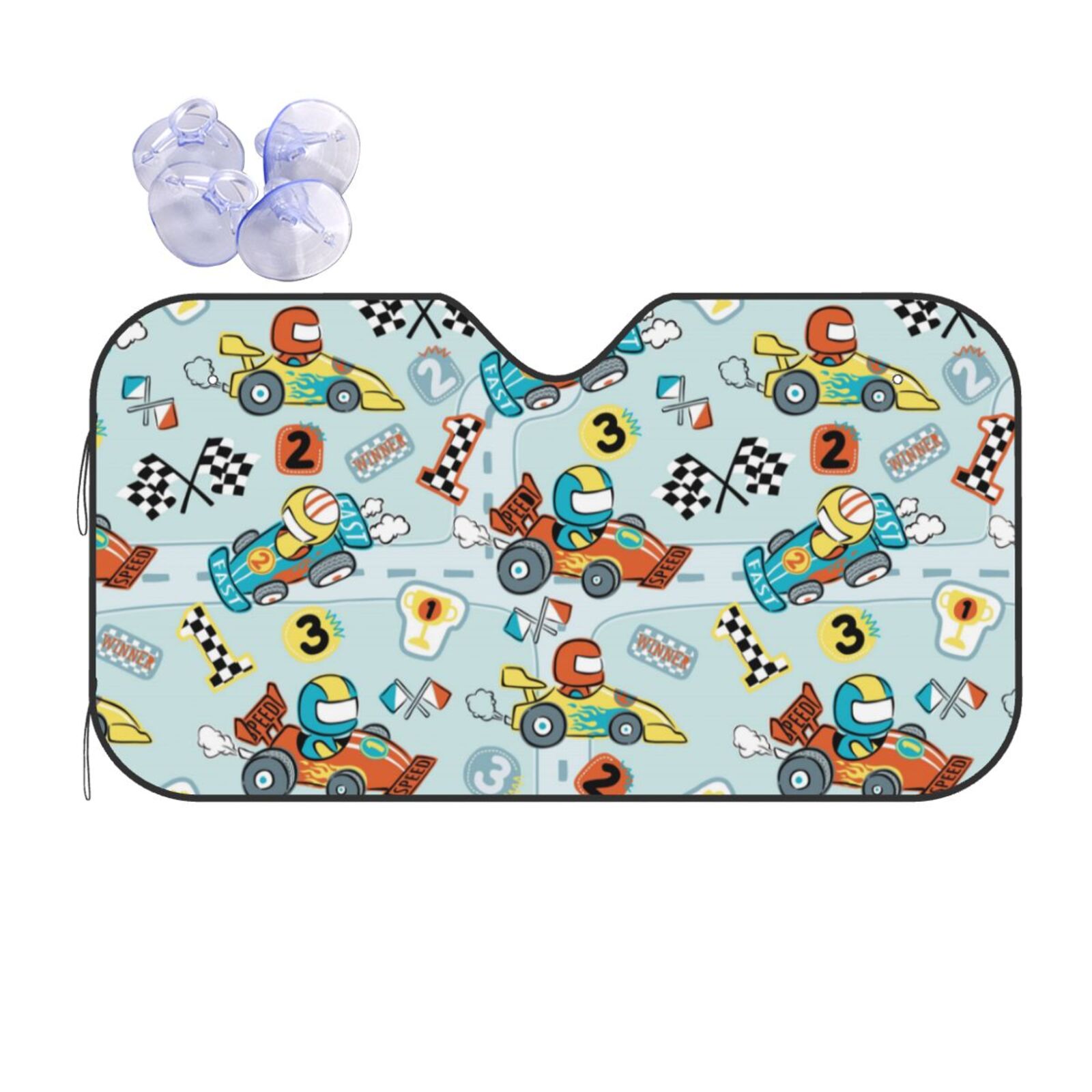 Matuu Cartoon Car Racing Print Foldable Front Window Car Windshield Sun ...