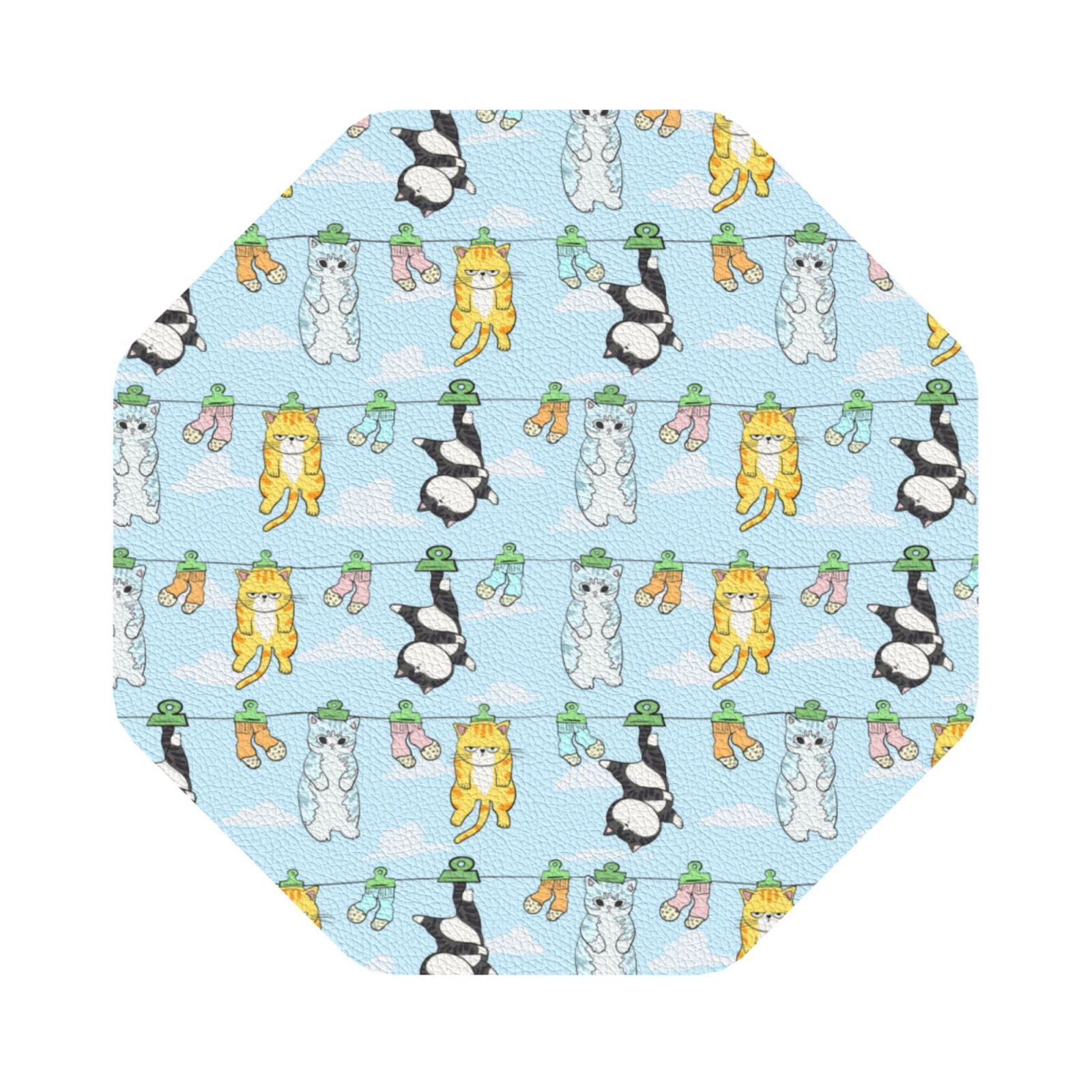 Matuu Cartoon Cat for Cup Coasters Set of 6 Leather Coasters Desk ...