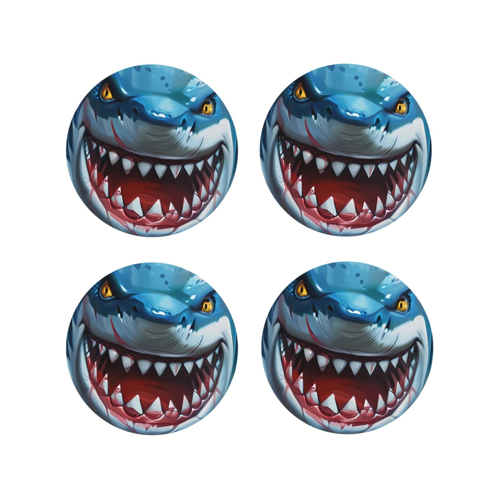 Matuu Cartoon Cute Shark for Cup Coasters Set of 4 Leather Coasters ...