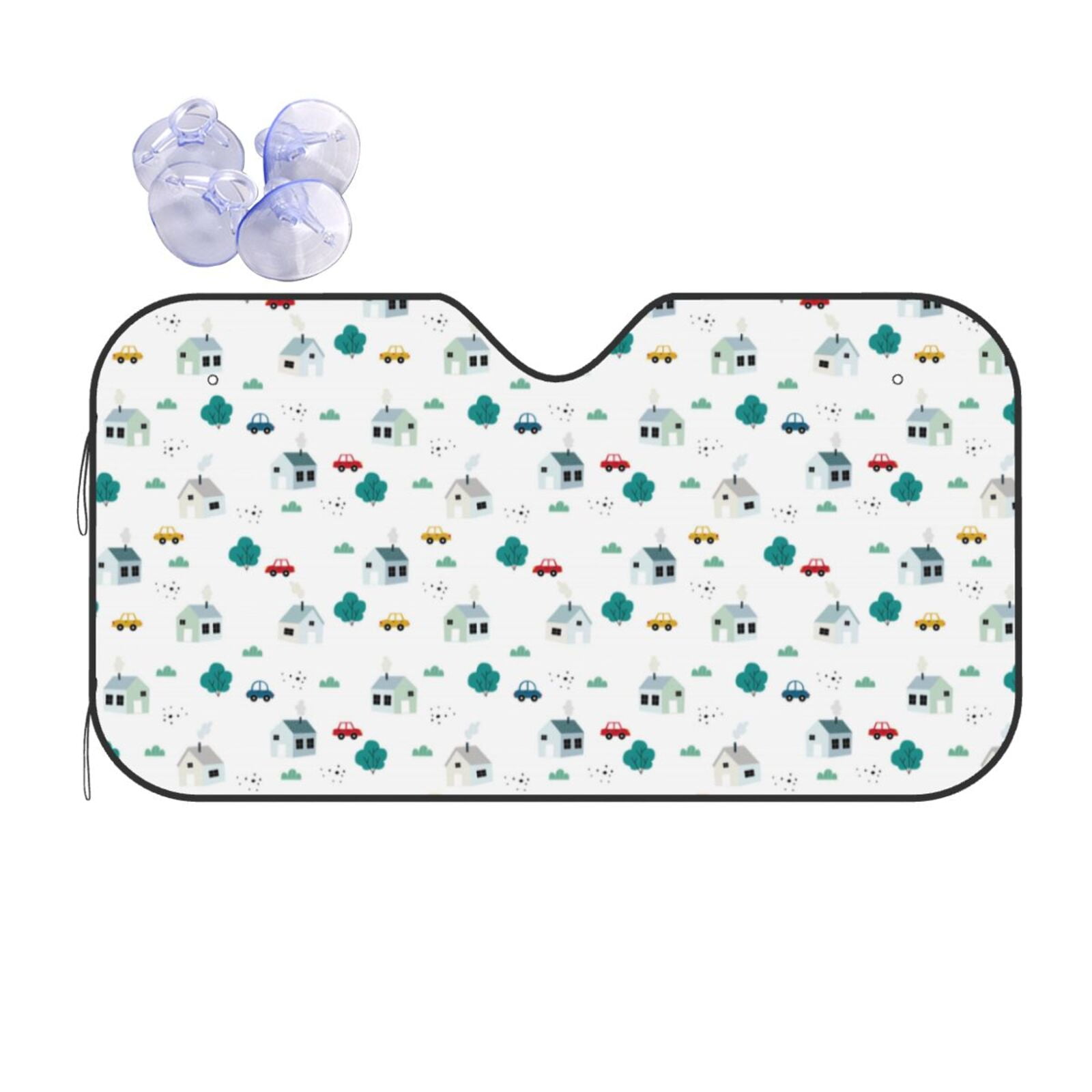 Matuu Cartoon House Car Print Foldable Front Window Car Windshield Sun ...