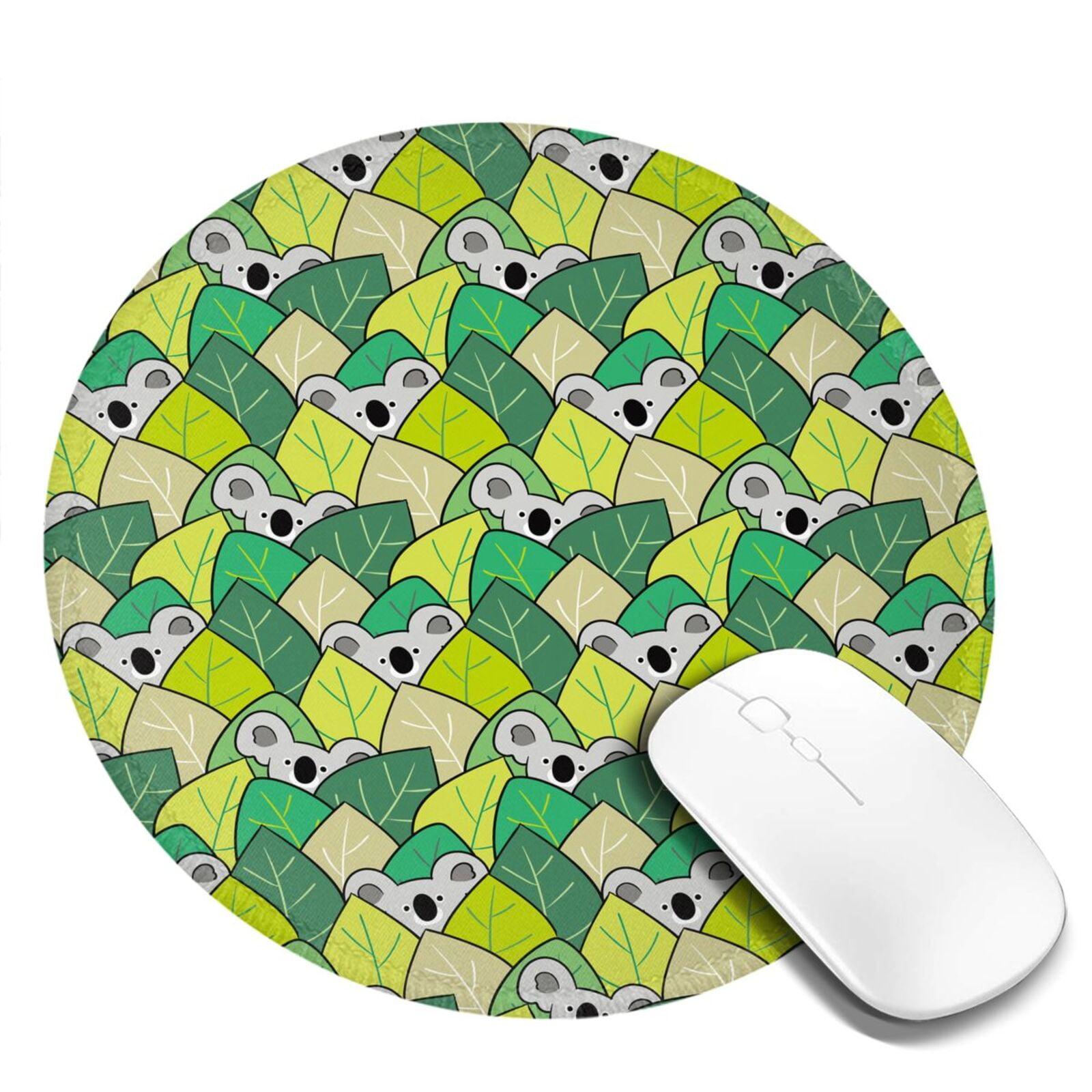 Matuu Cartoon Koala Bear and Leaf Printed Round Mouse Pad, Non-Slip ...