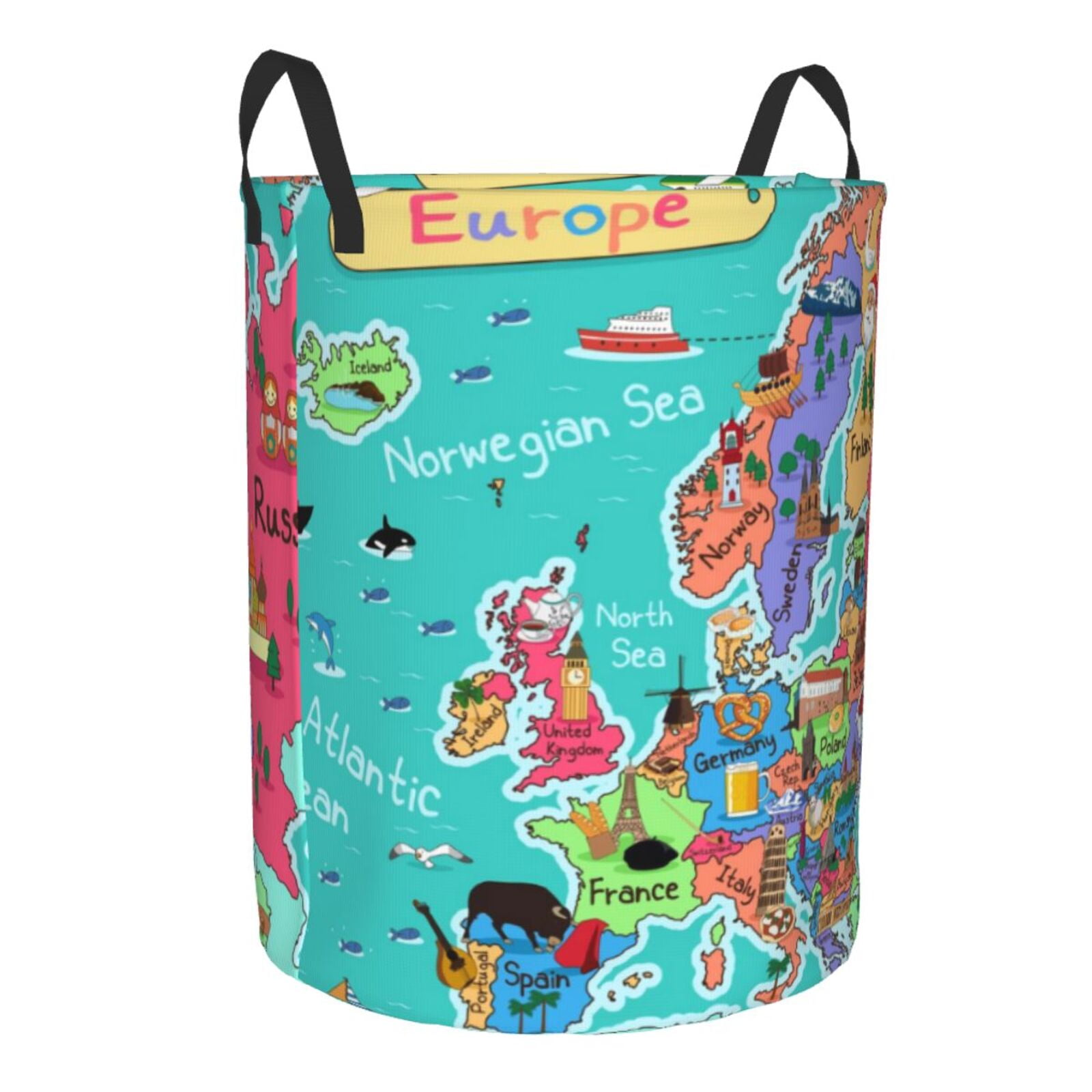 Matuu Cartoon Map Of Europe print Portable simple household items easy ...
