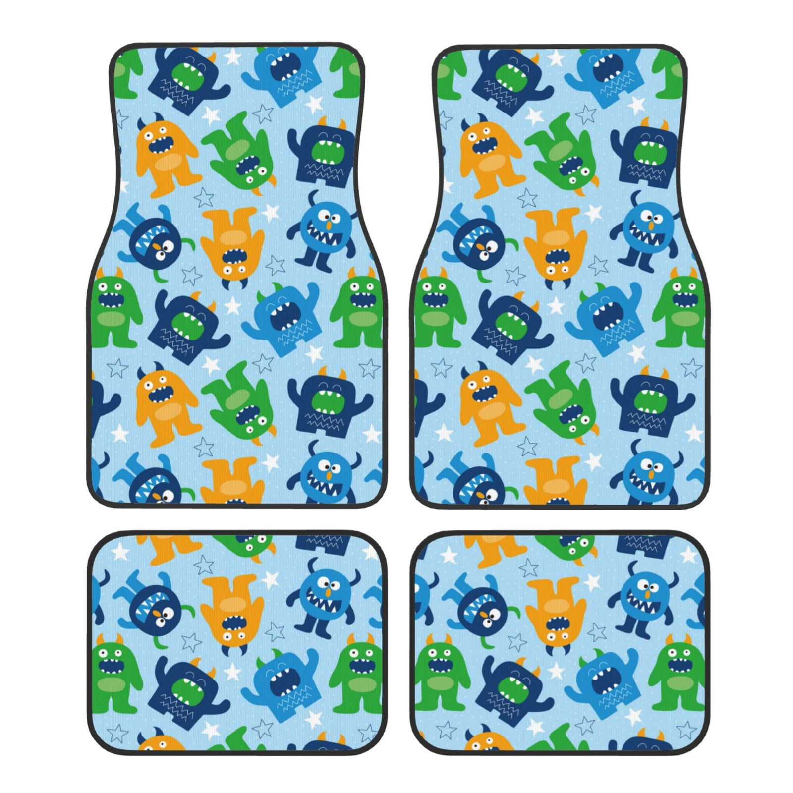 Matuu Cartoon Monster print 4-Piece All-Weather Floor Mats for ...