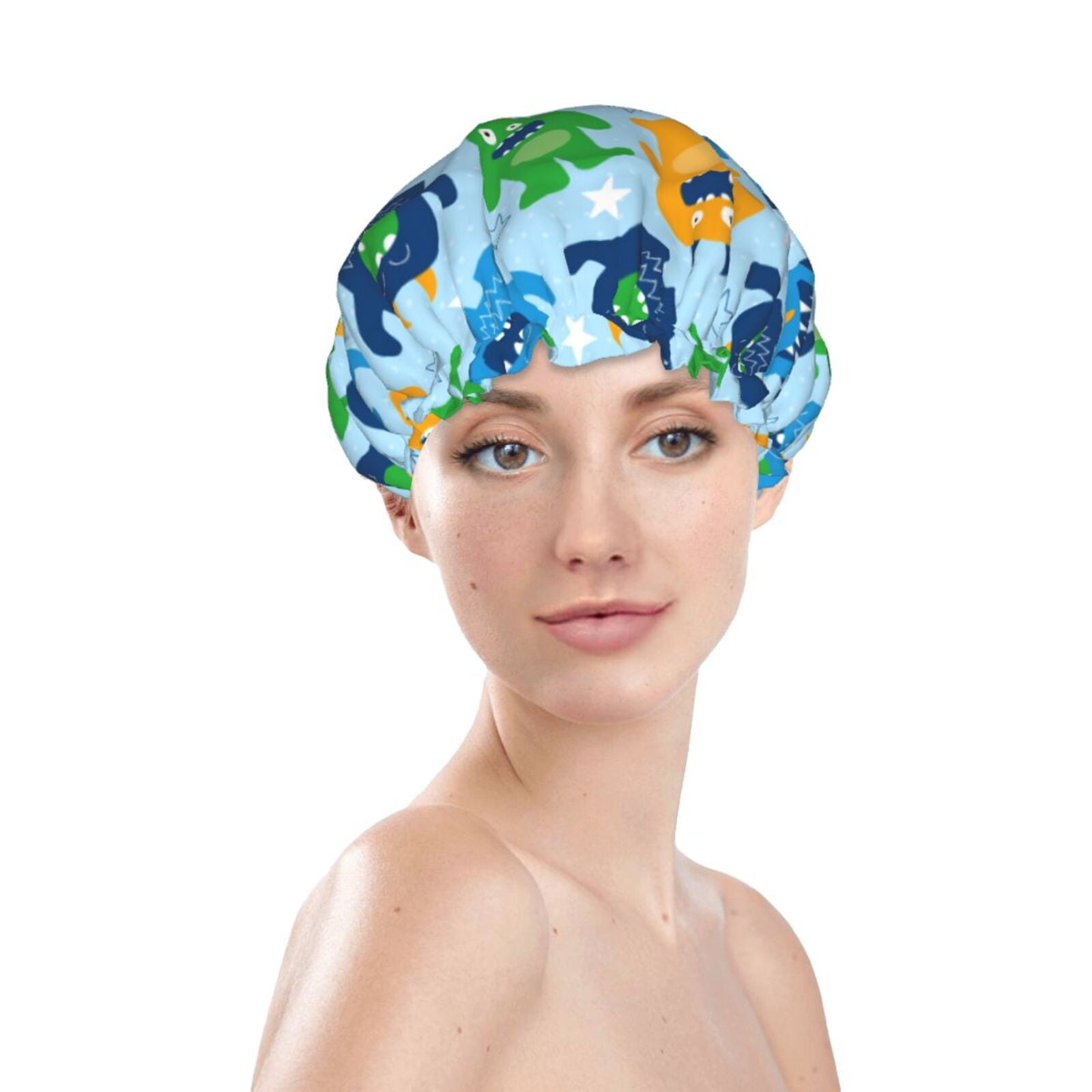 Matuu Cartoon Monster print Double Layer Elastic Waterproof Shower Cap ... Matuu Cartoon Monster print Double Layer Elastic Waterproof Shower Cap ...