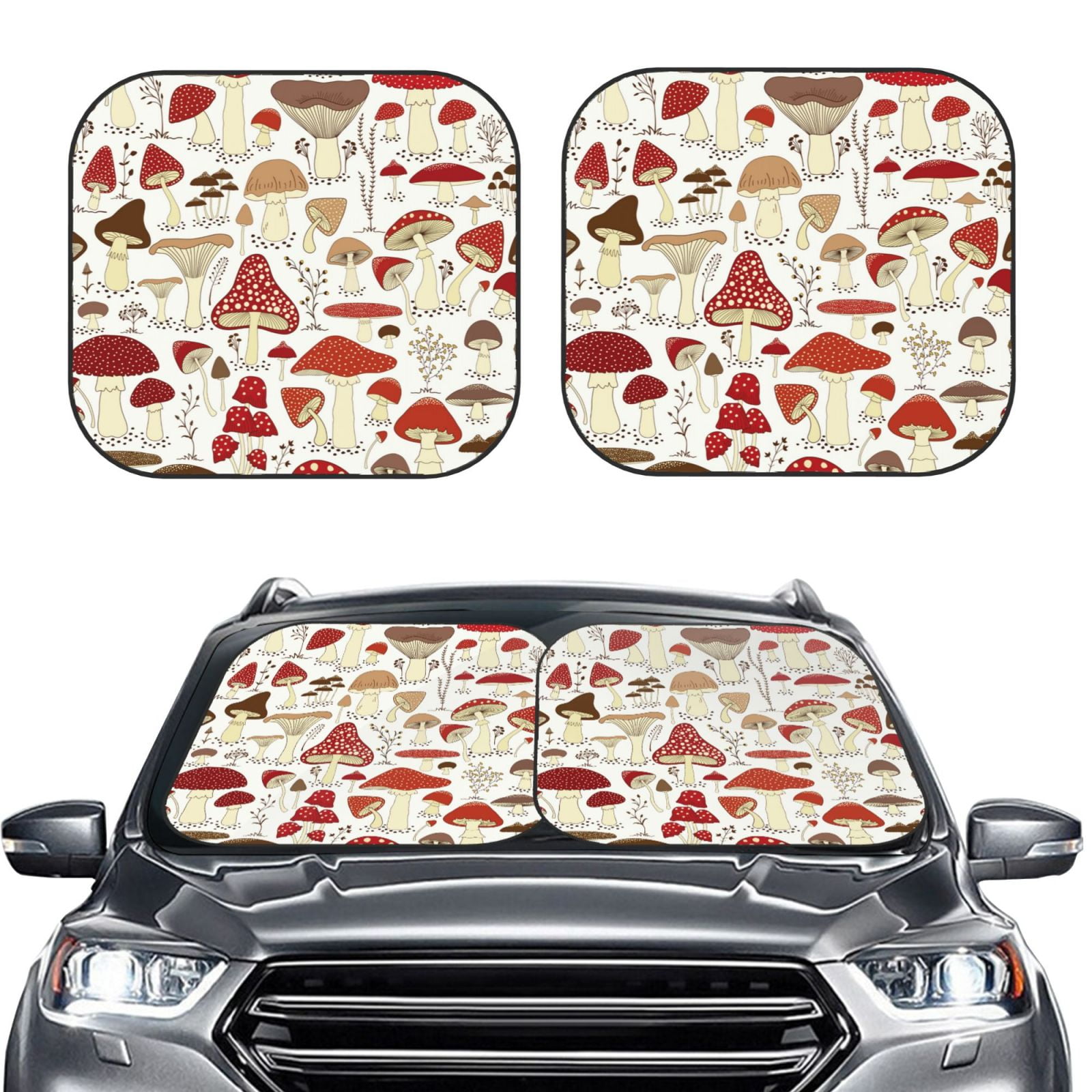 Matuu Cartoon Mushrooms 2 Piece Car Windshield Sun Shade Foldable ...