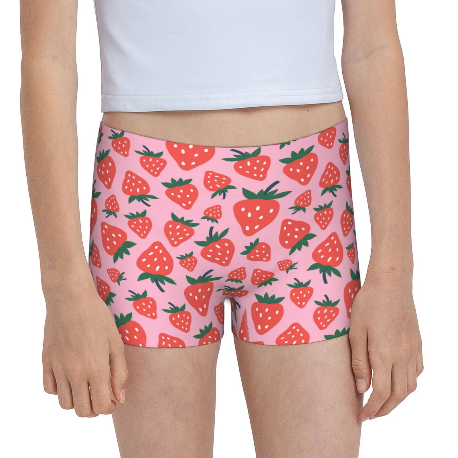 Matuu Cartoon Strawberry Print Girl's Boxer Briefs Stretch Cotton ...