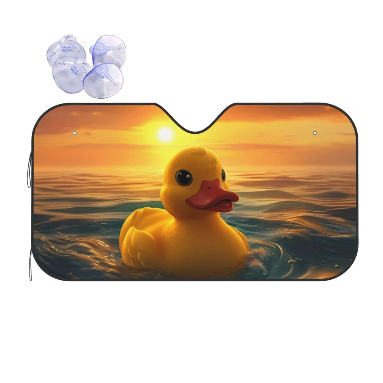 Matuu Cartoon Swimming Yellow Duck Print Foldable Front Window Car ...
