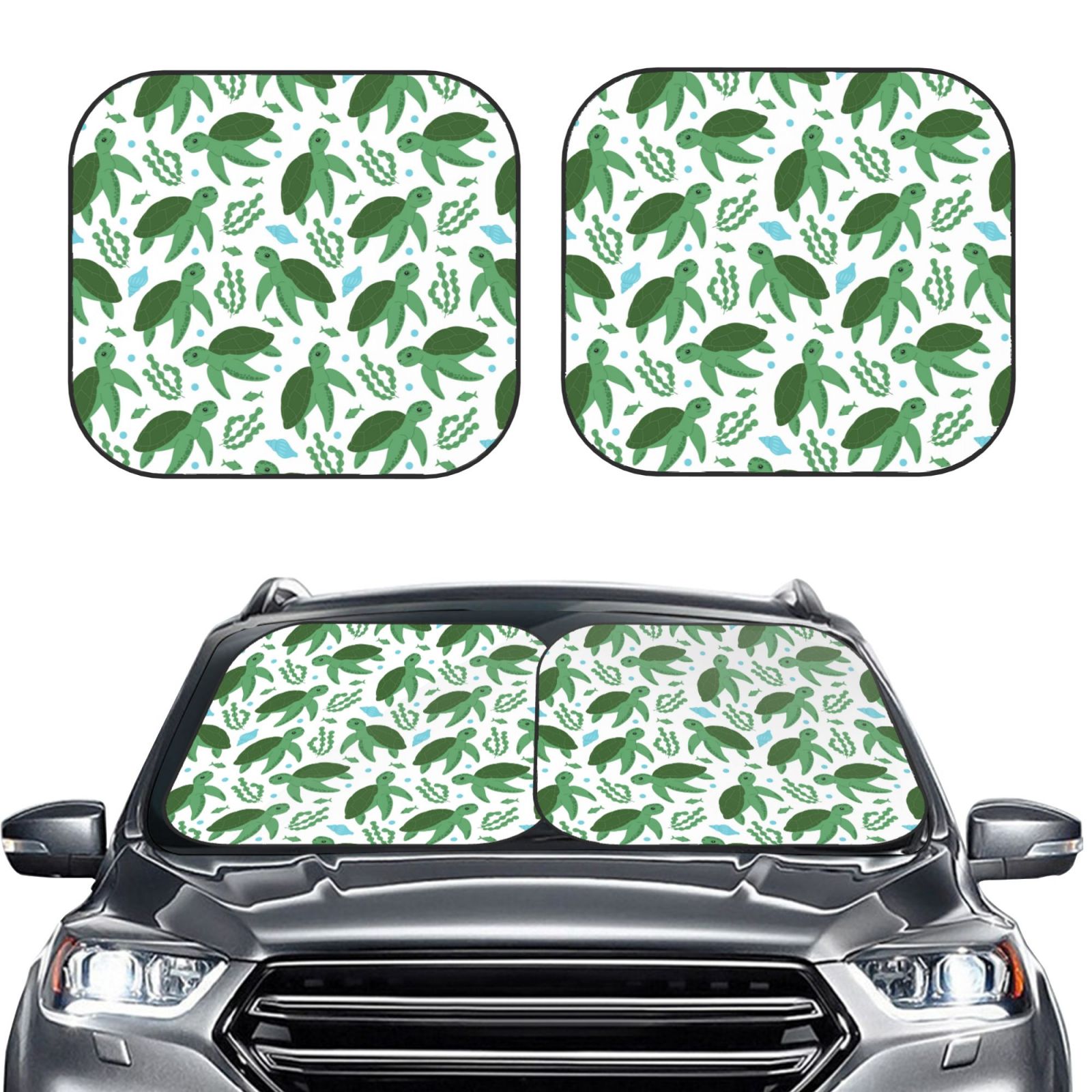 Matuu Cartoon Turtle Print 2 Piece Car Windshield Sun Shade Foldable ...