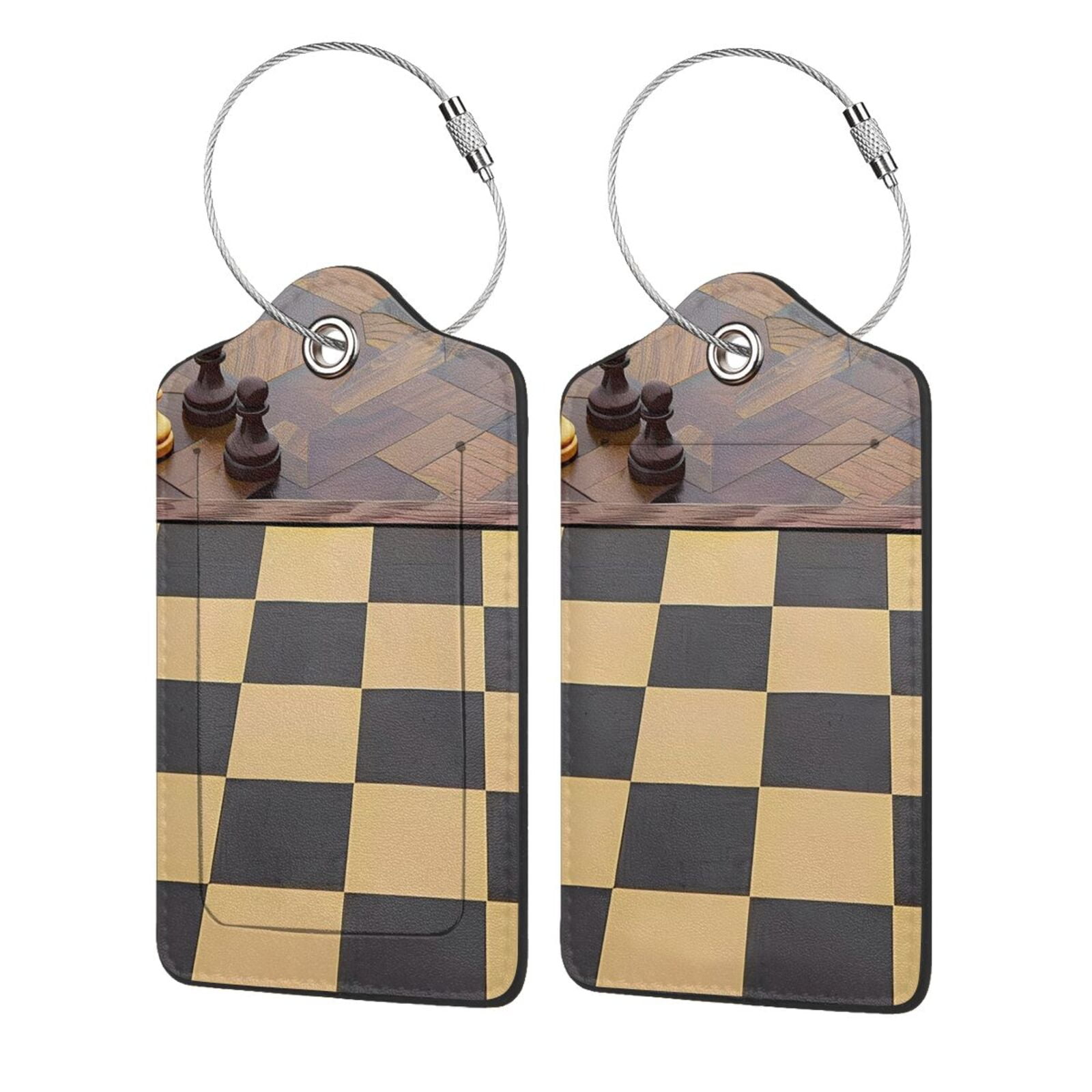 Matuu Chess Board With Pawns for Leather Luggage Tag Privacy Cover ID ...