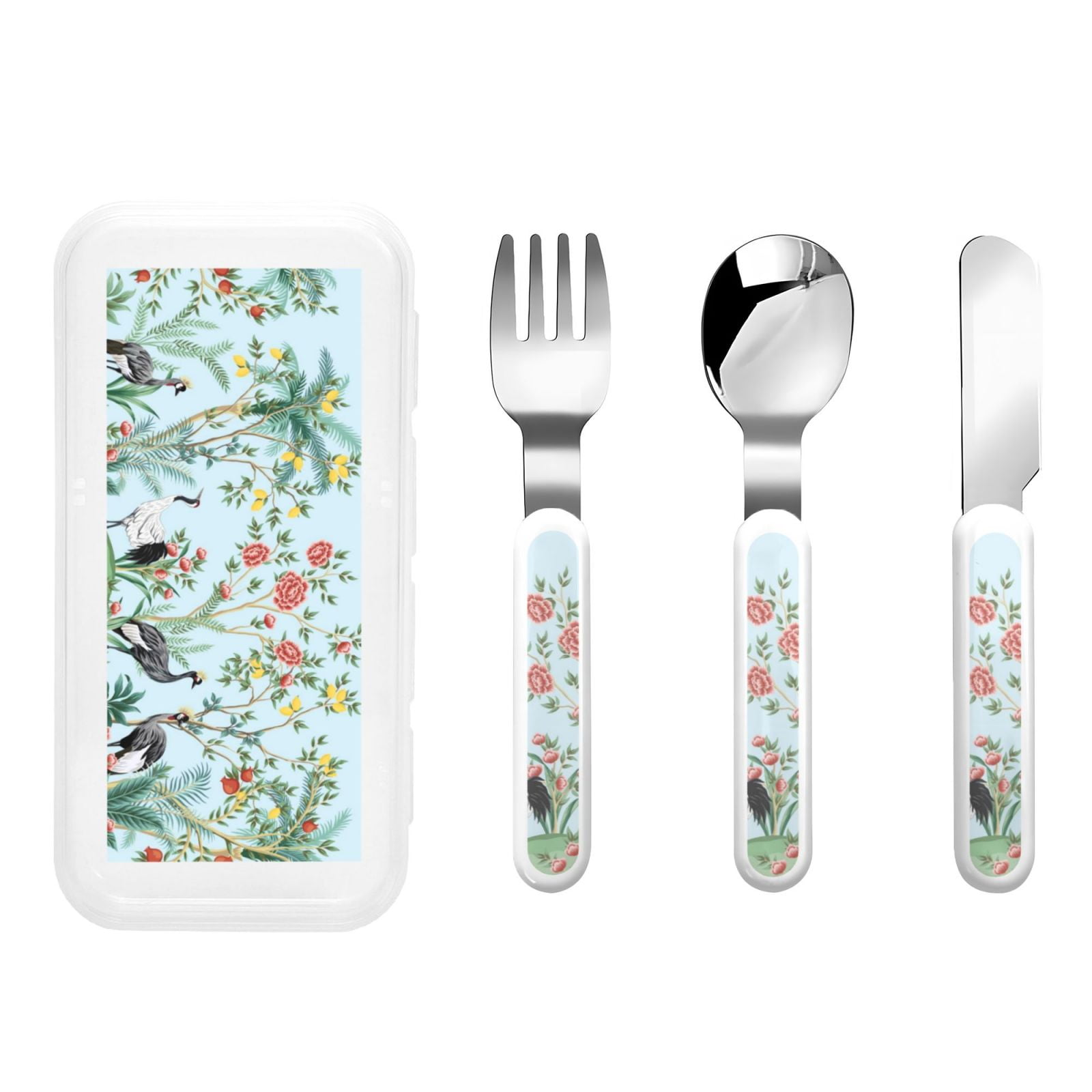 Matuu Chinoiserie Floral Palm Tree for Stainless Steel Kids Cutlery and ...