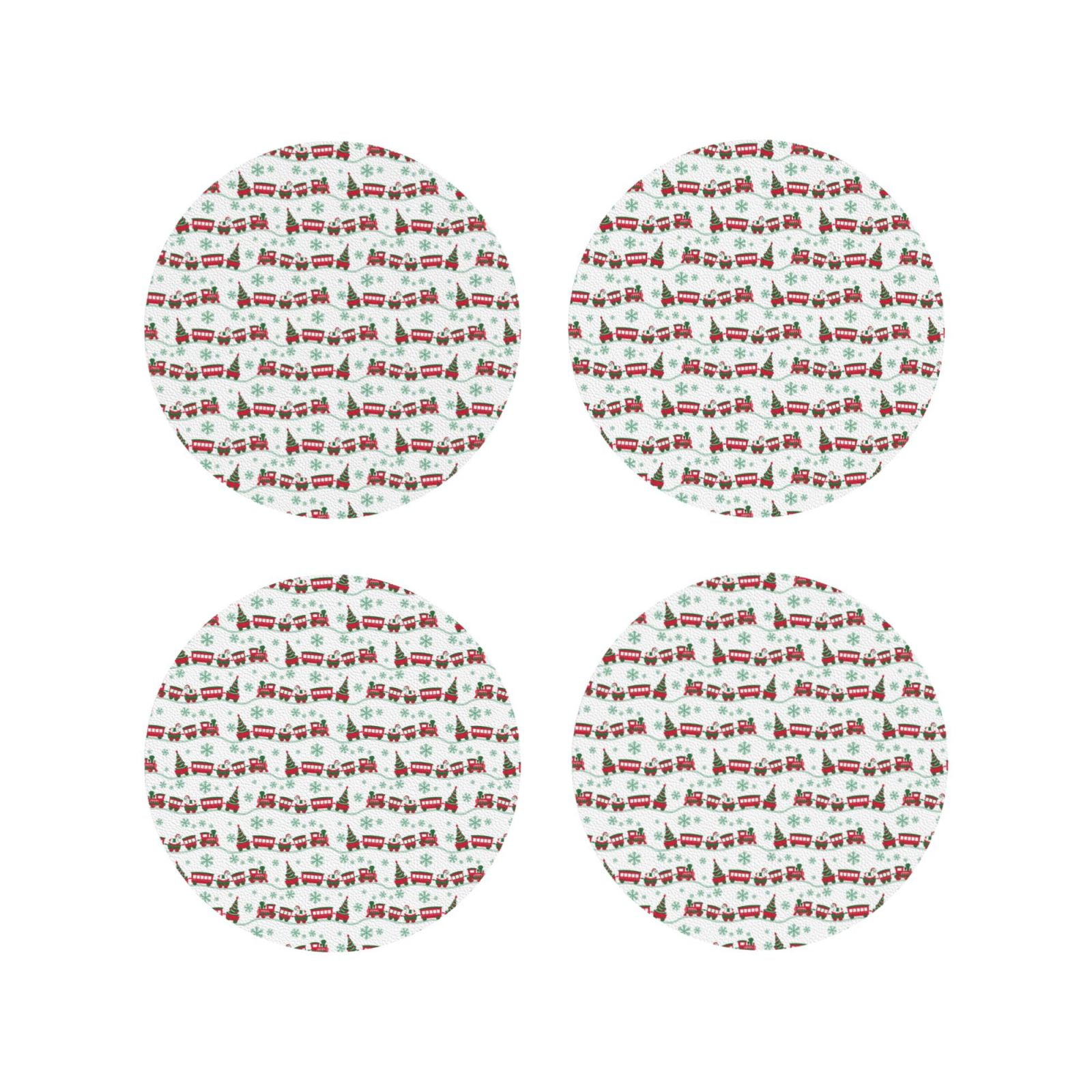 Matuu Christmas Train for Cup Coasters Set of 4 Leather Coasters Desk ...