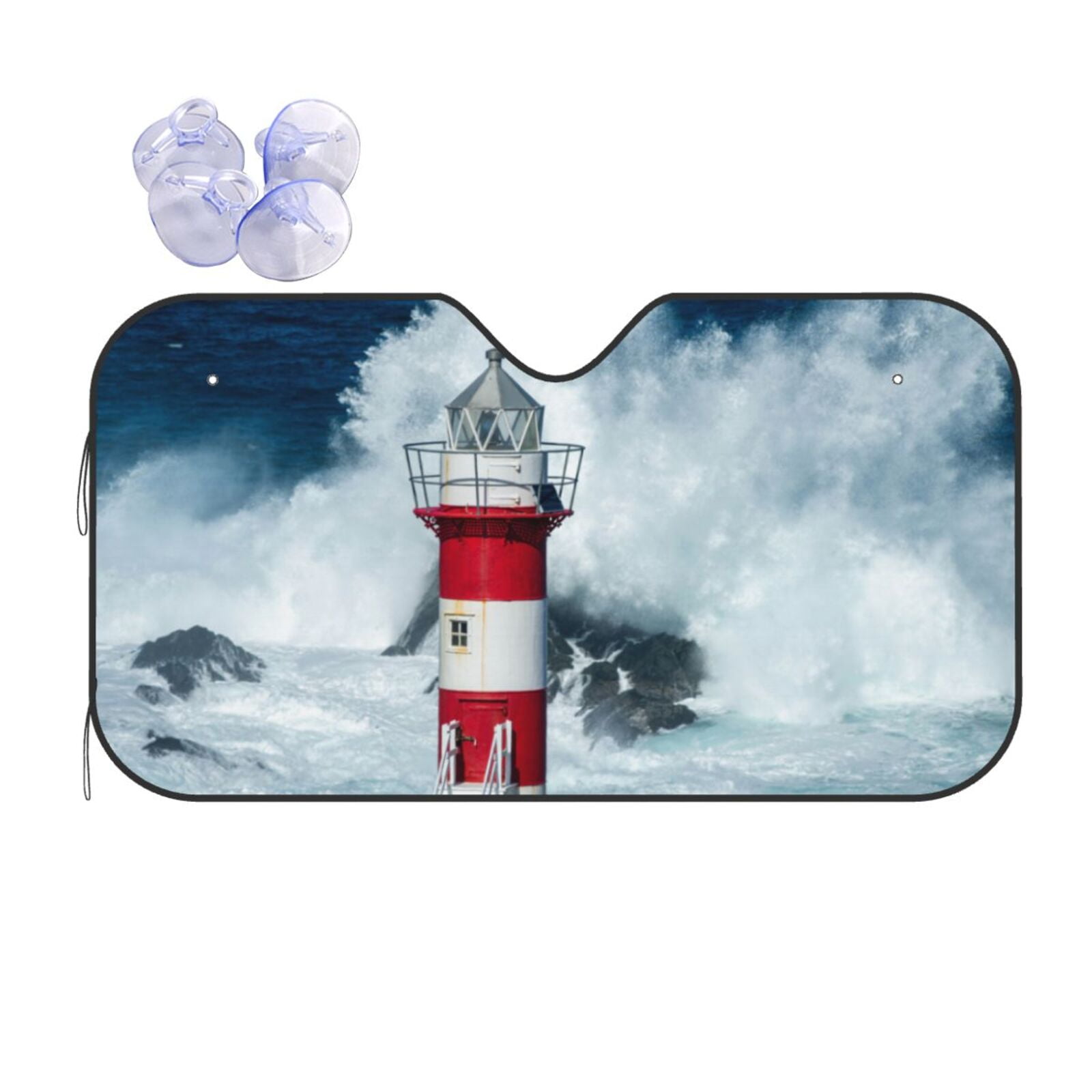 Matuu Circular Lighthouse Print Foldable Front Window Car Windshield ...