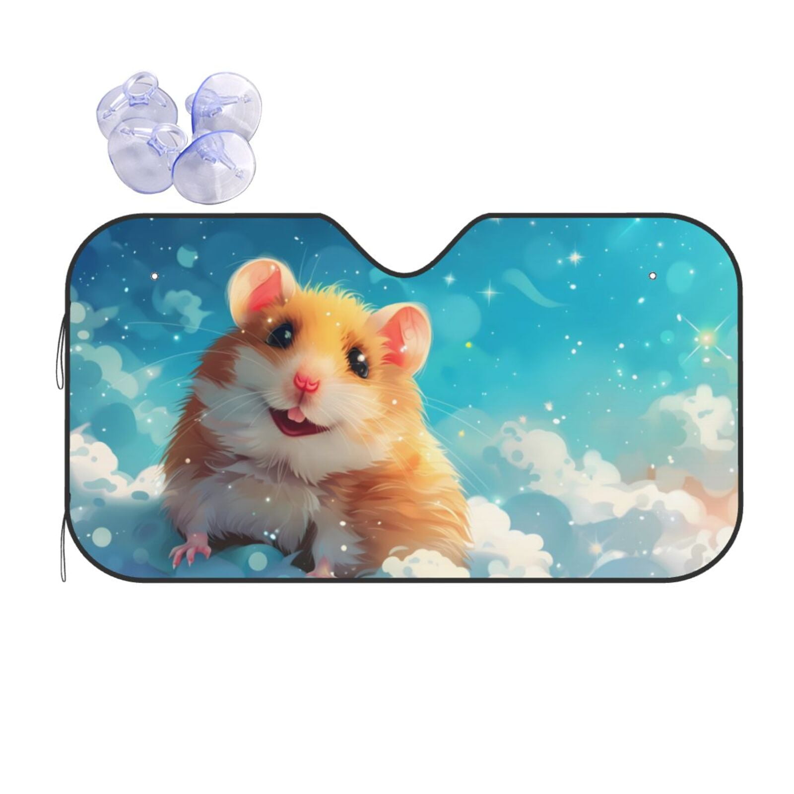 Matuu Cloud Cute Hamster Print Foldable Front Window Car Windshield Sun ...