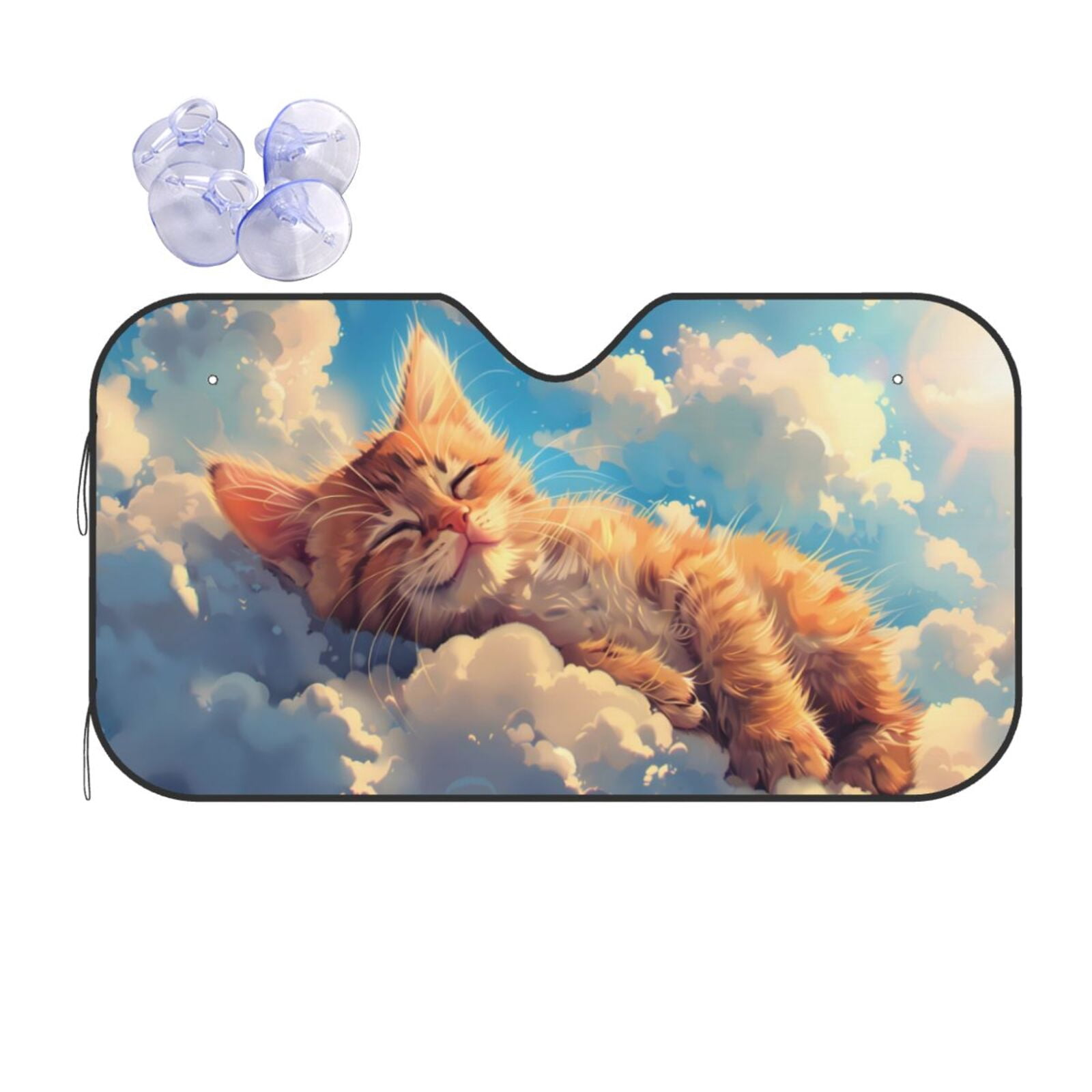 Matuu Cloud Sleeping Cat Print Foldable Front Window Car Windshield Sun ...