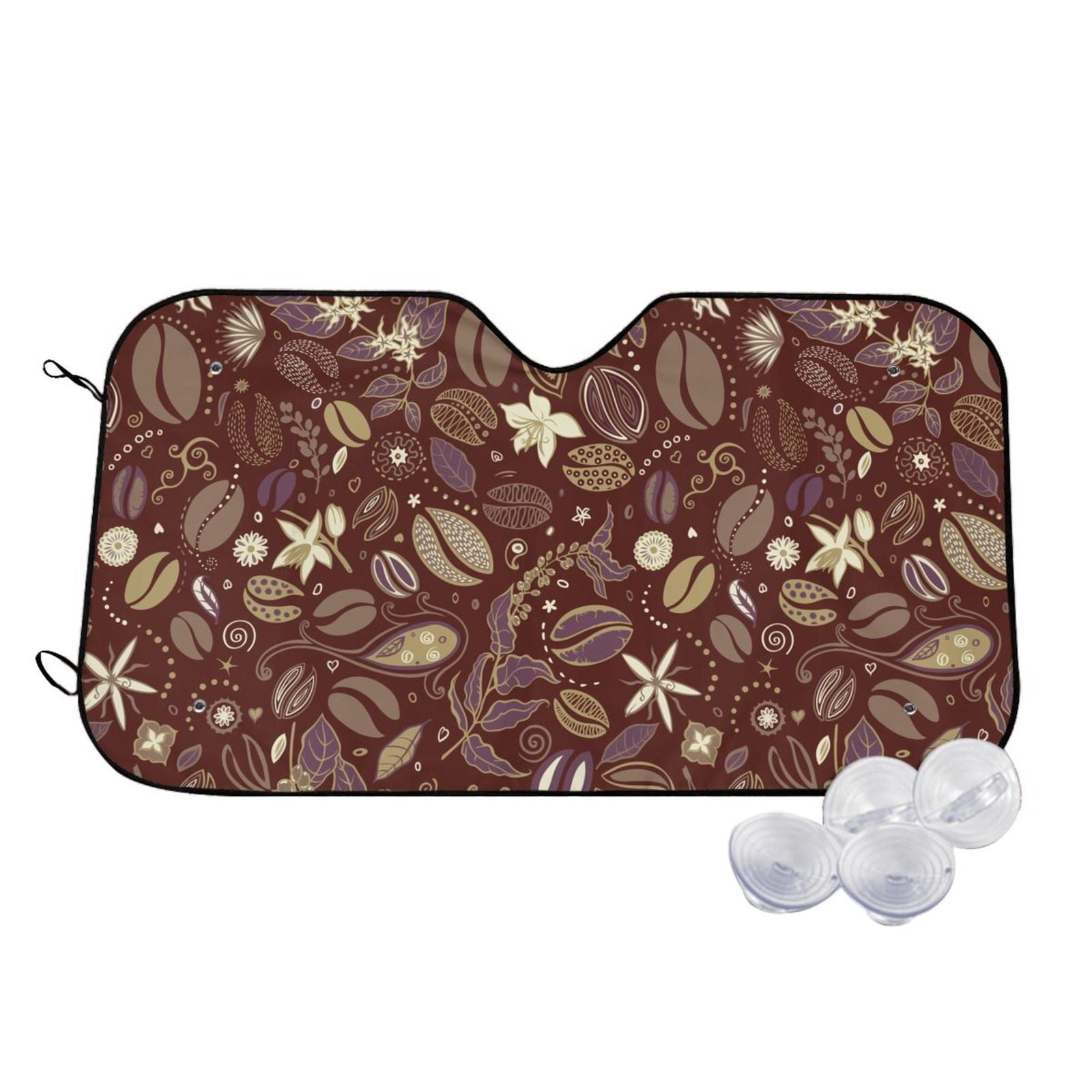 Matuu Coffee and Flowers for car front window insulated sunshade, fits ...