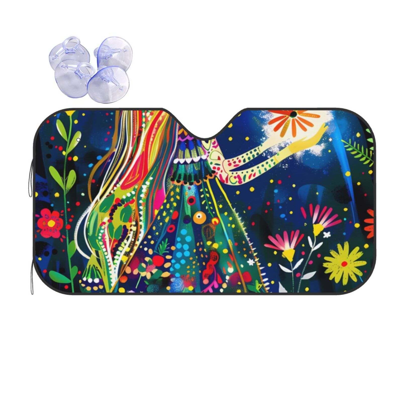 Matuu Colorful Floral Forest Fairy Print Foldable Front Window Car ...