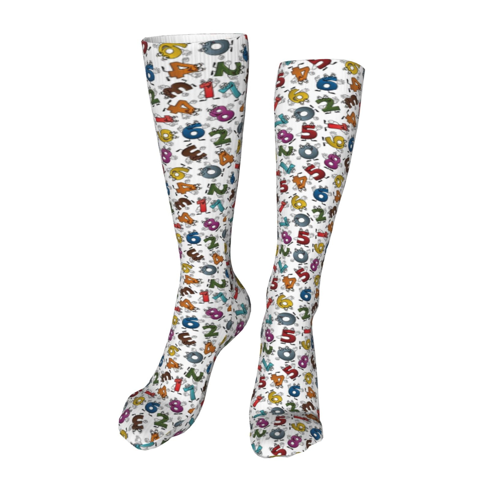 Matuu Colorful Numbers for Knee High Stockings Casual Sport Socks for ...