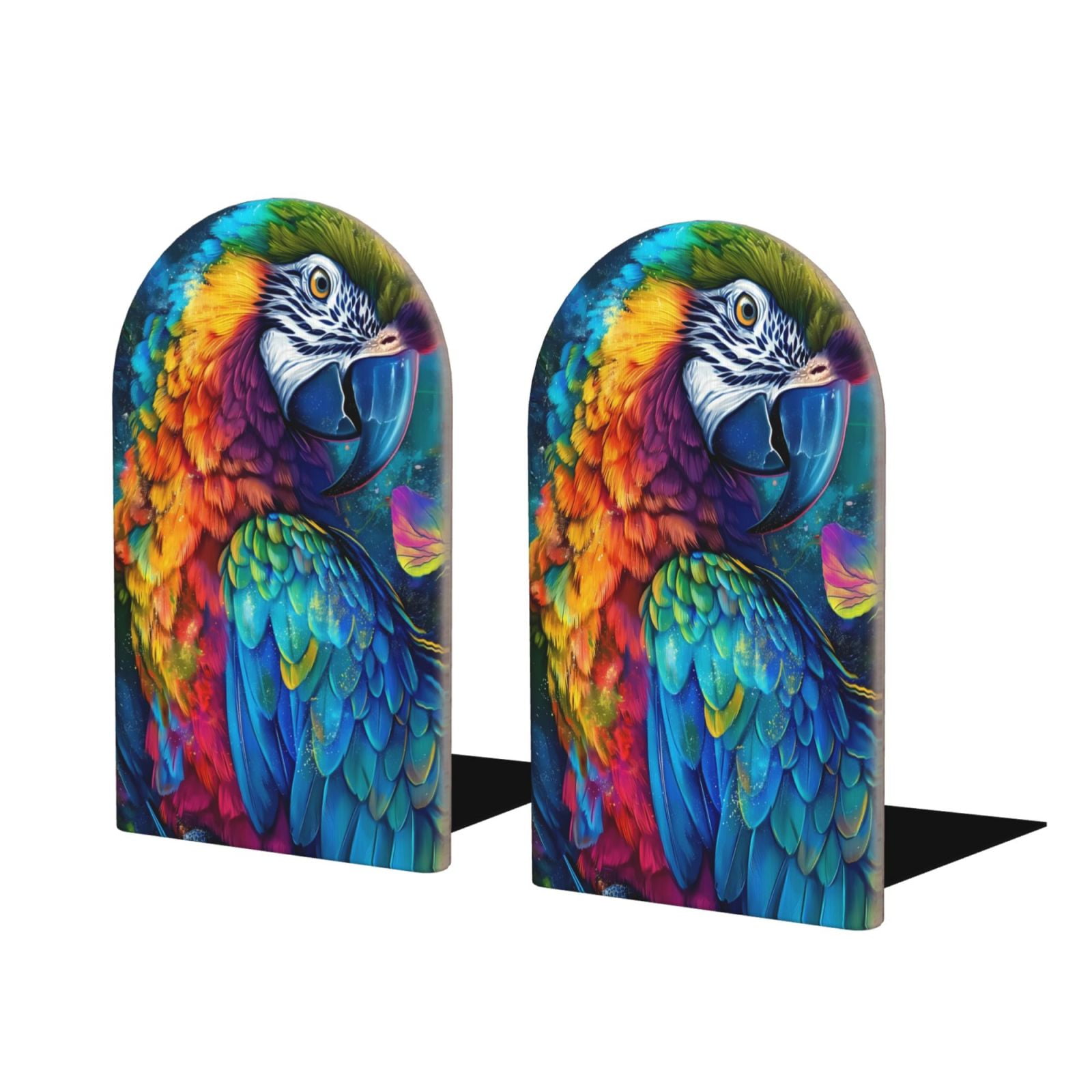 Matuu Colorful Parrot Jungle Dream for Bookends 1 Pair, Non-Skid ...