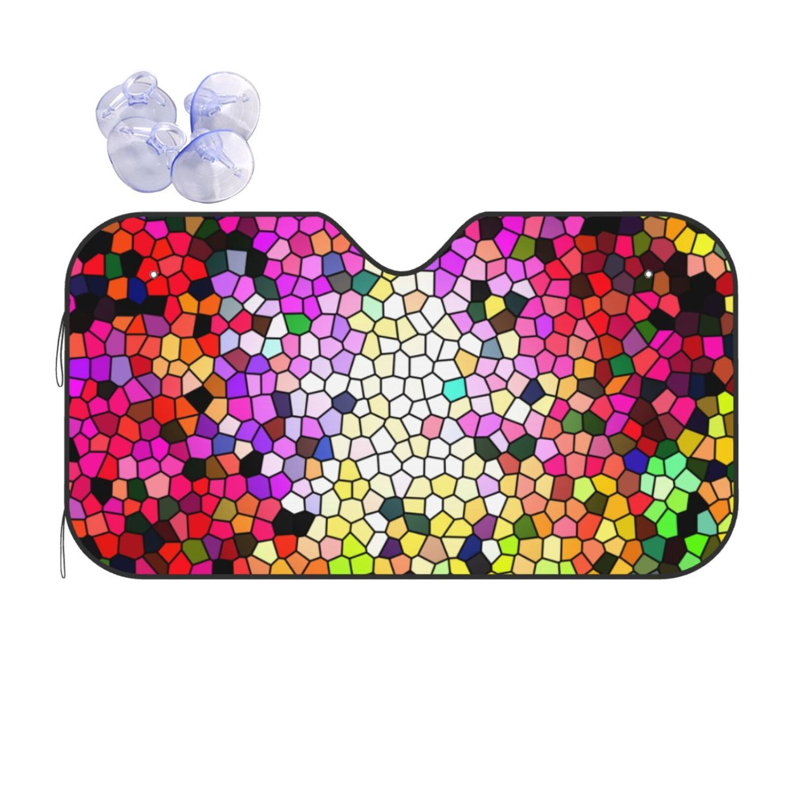 Matuu Colorful Tie Dye Stained Glass 3 Print Foldable Front Window Car ...