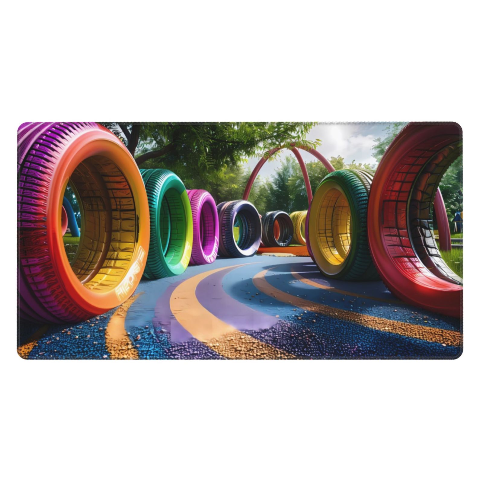 Matuu Colorful Tire Tunnel Park for Large Gaming Mouse Pad Desk Mat ...
