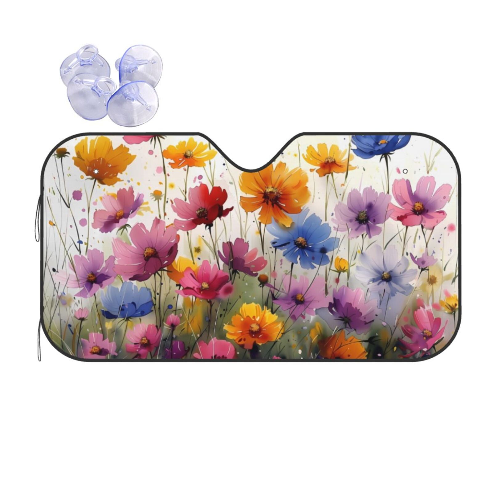 Matuu Colorful Wildflower Meadow Print Foldable Front Window Car ...