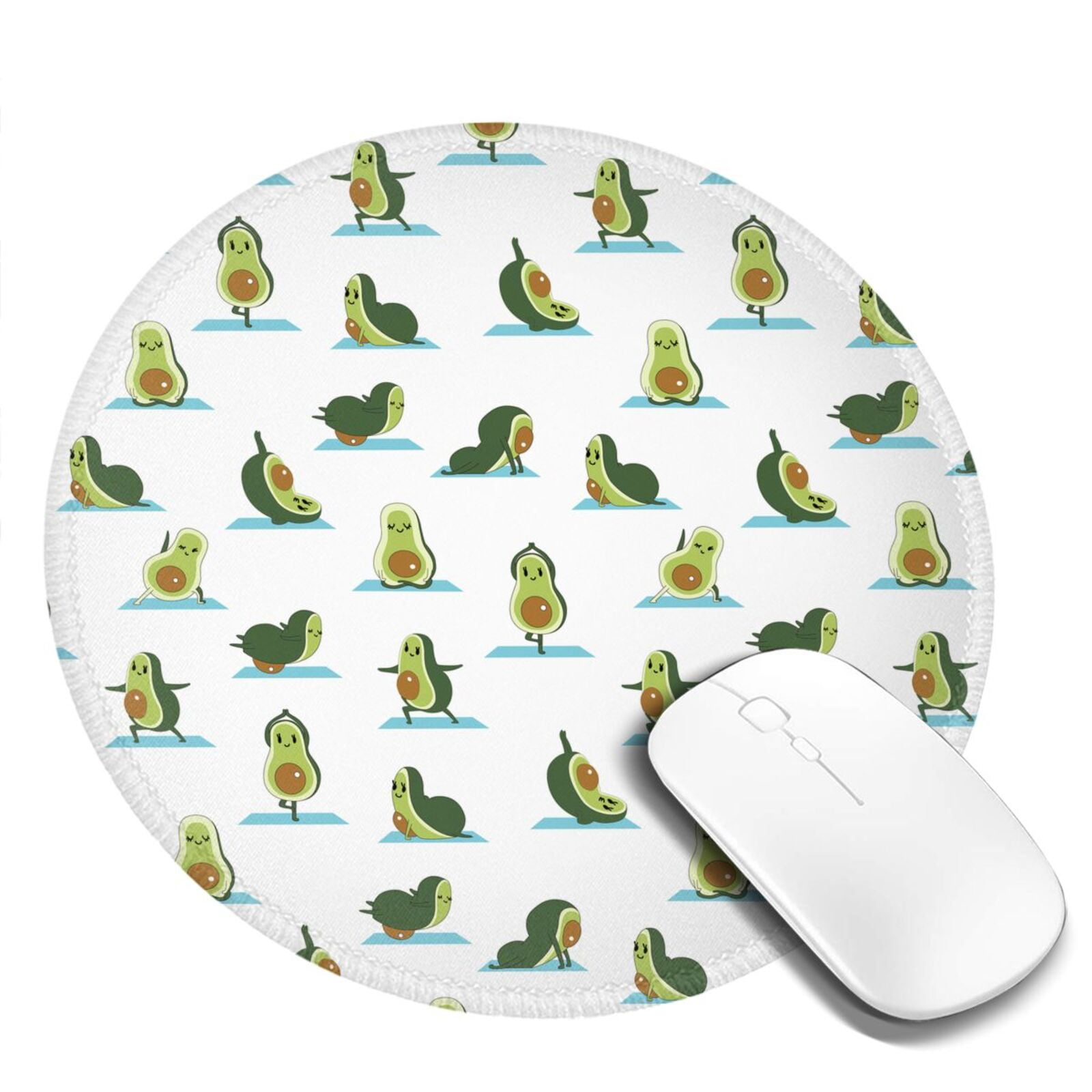 Matuu Cute Avocado Yoga Printed Round Mouse Pad, Non-Slip Ergonomic ...