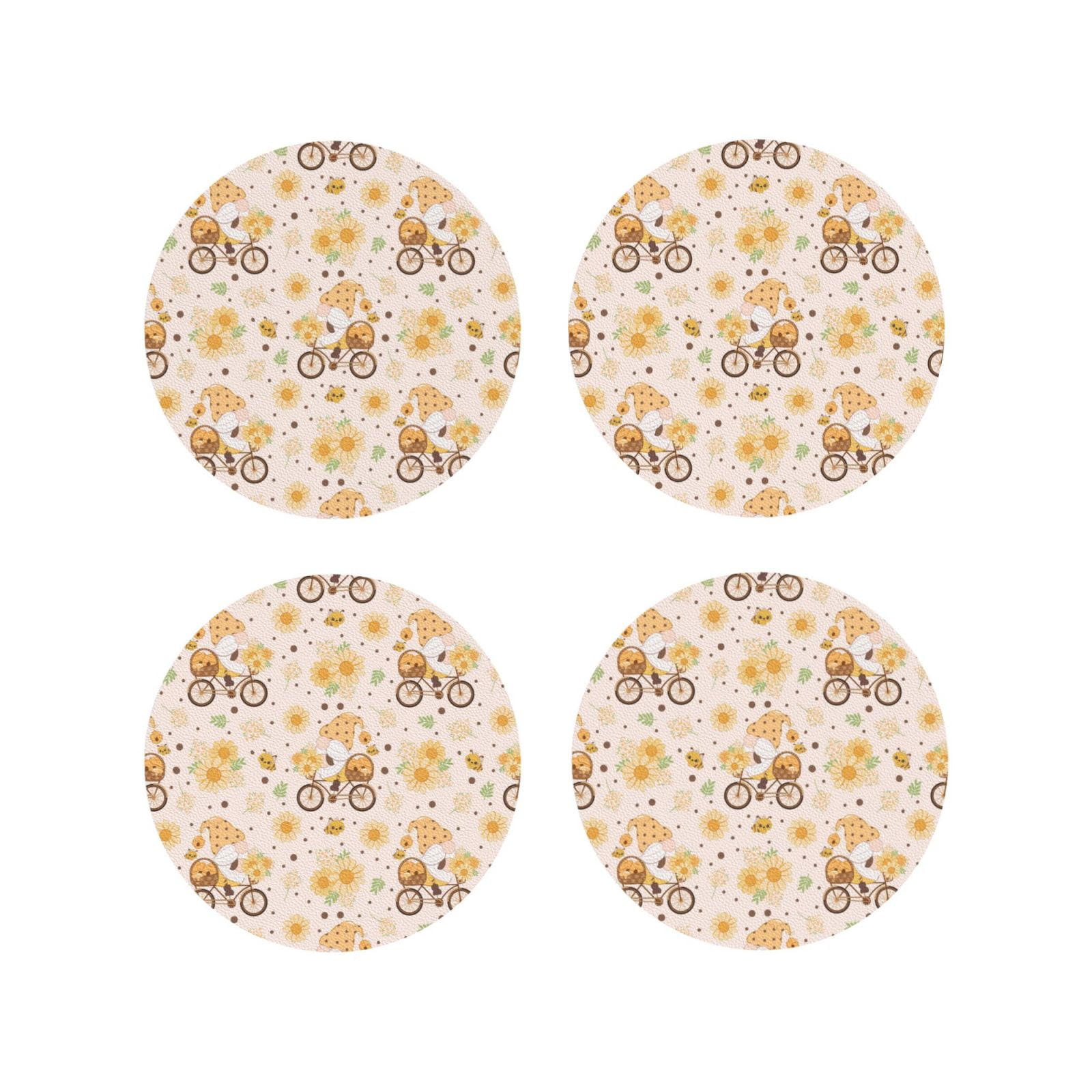Matuu Cute Bee Gnome1 for Cup Coasters Set of 4 Leather Coasters Desk ...