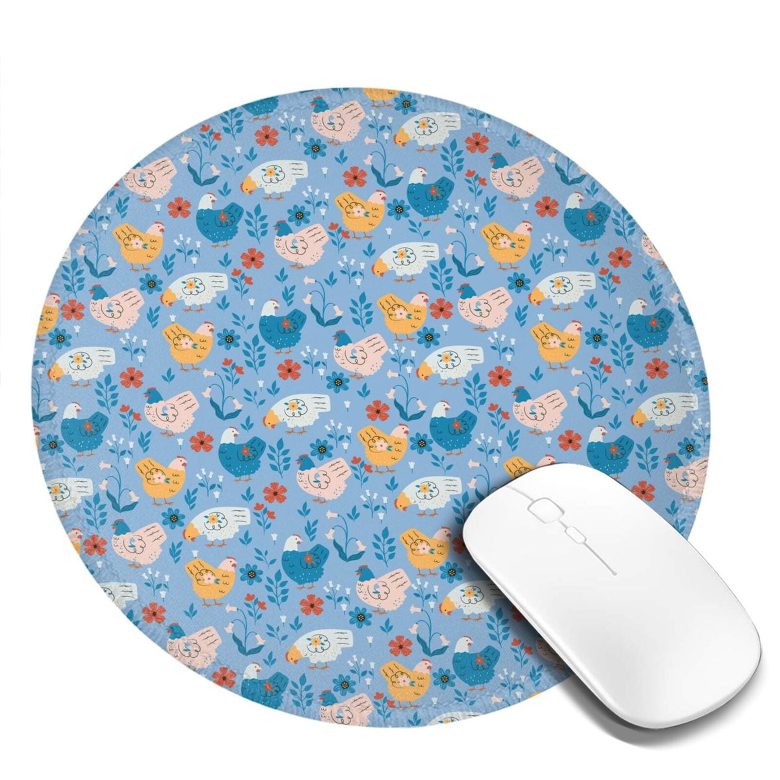 Matuu Cute Chickens and Flowers Printed Round Mouse Pad, Non-Slip ...