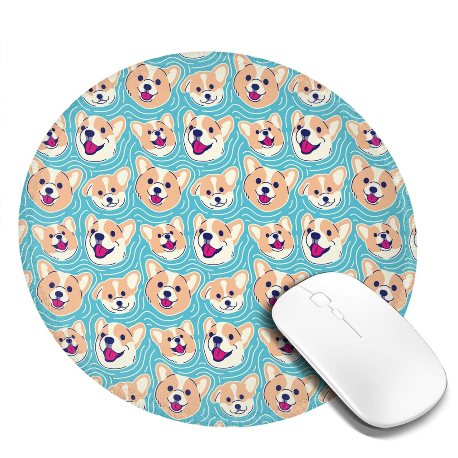 Matuu Cute Corgi Head Printed Round Mouse Pad, Non-Slip Ergonomic Mouse ...