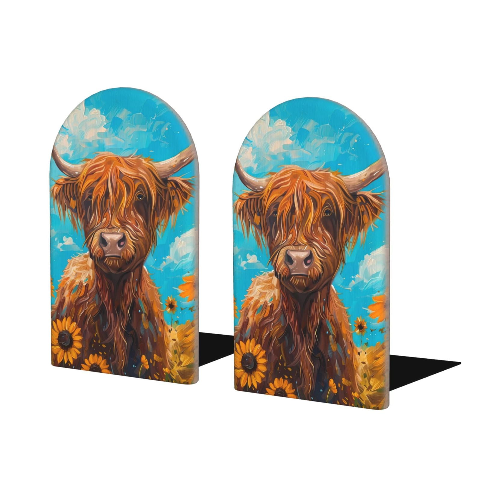 Cow Bookends Highland Cow Looking Up - Solid Bronze Small Sculpture ...