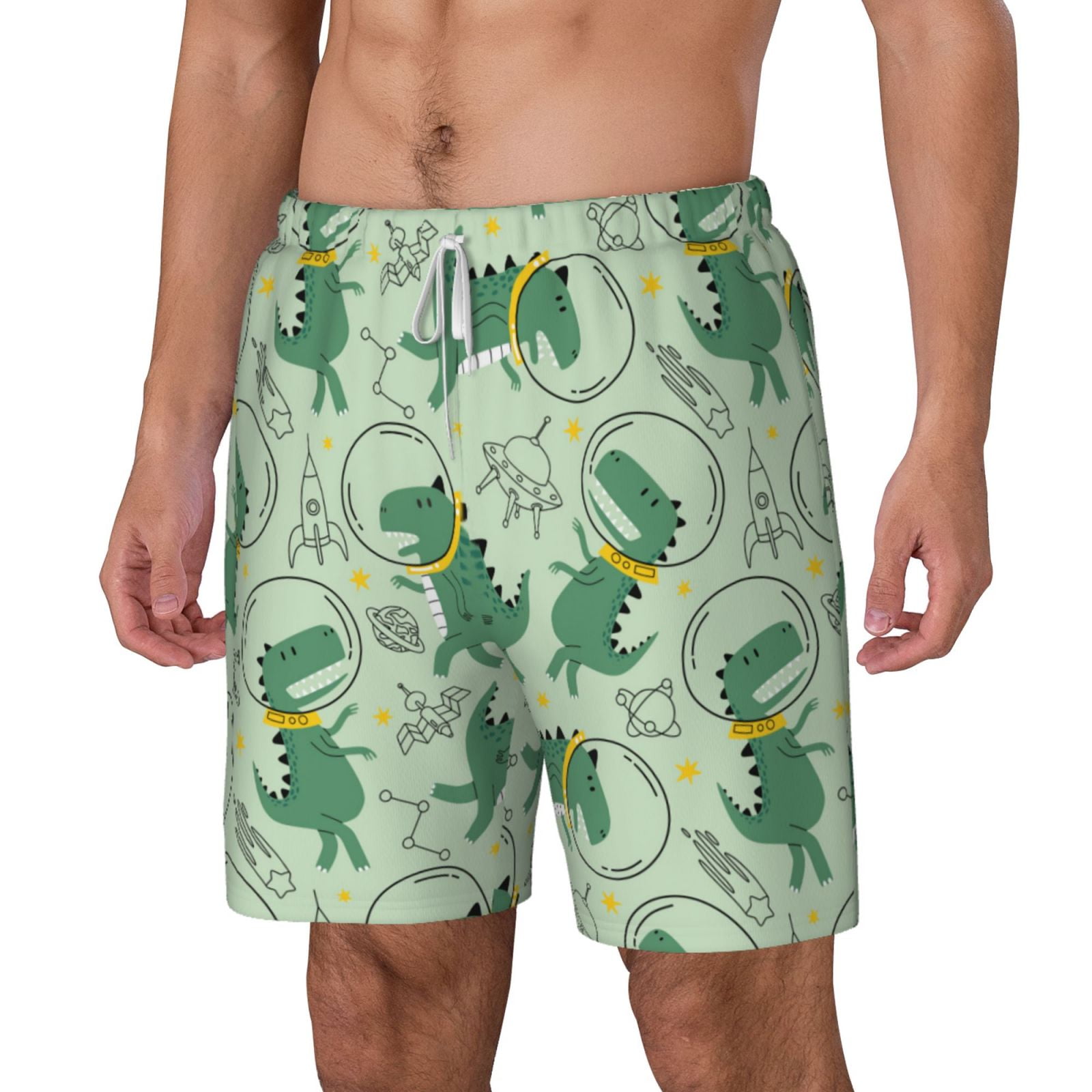 Matuu Cute Dinosaurs in Space for Men's quick-dry swim shorts with ...