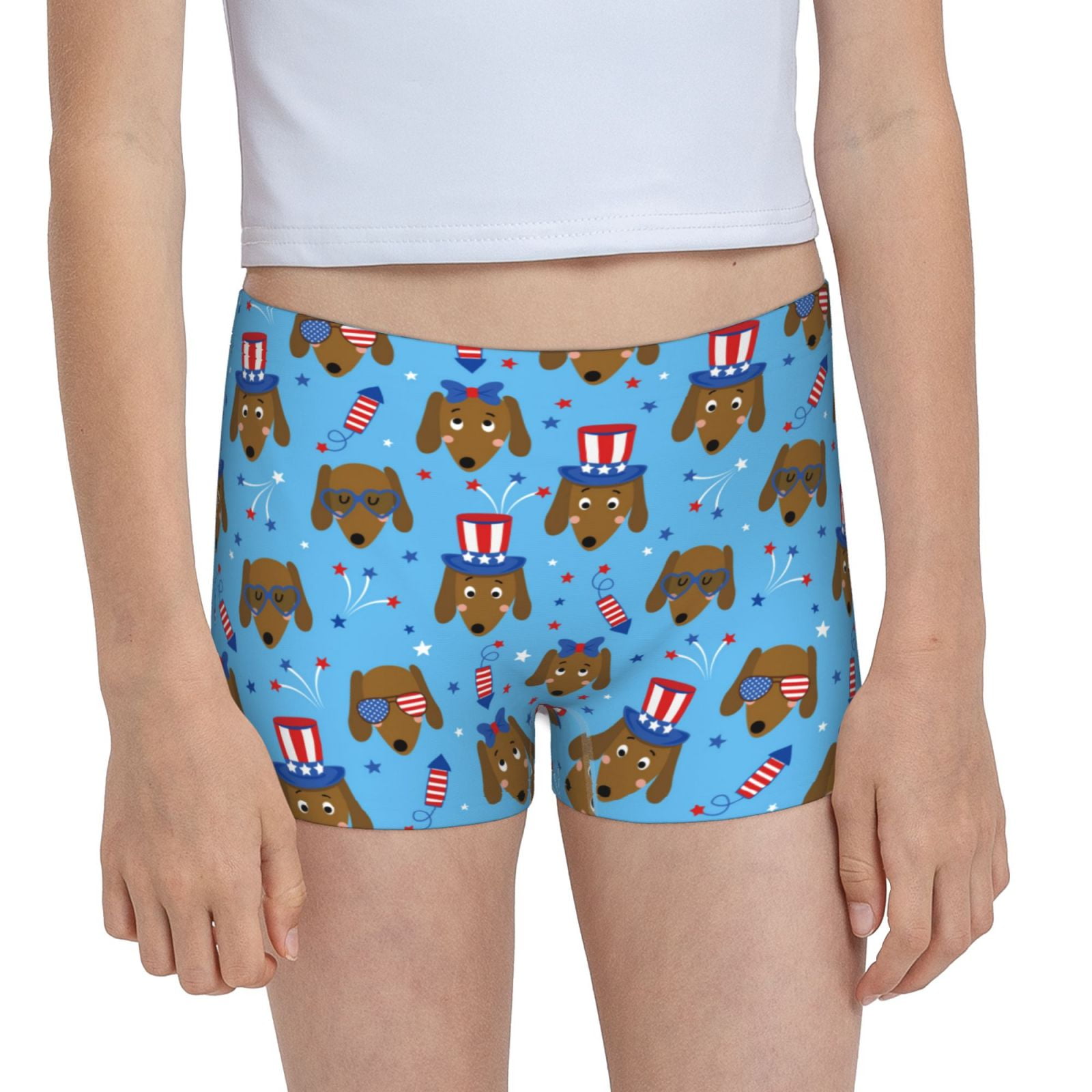 Matuu Cute Puppy Print Girl's Boxer Briefs Stretch Cotton Underwear ...