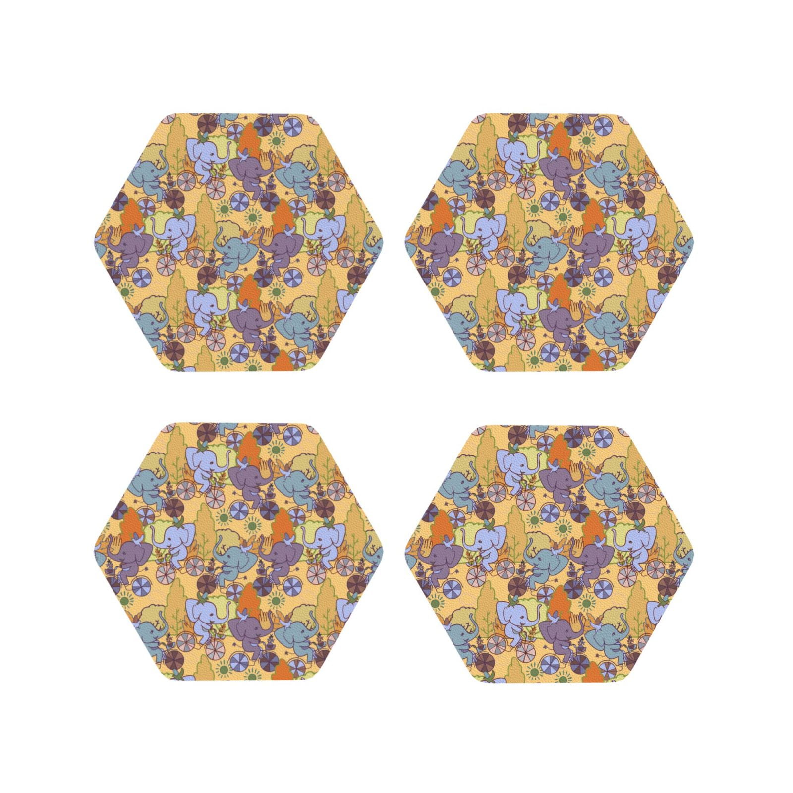 Matuu Cycling Elephant On Bicycle In Park for Cup Coasters Set of 4 ...