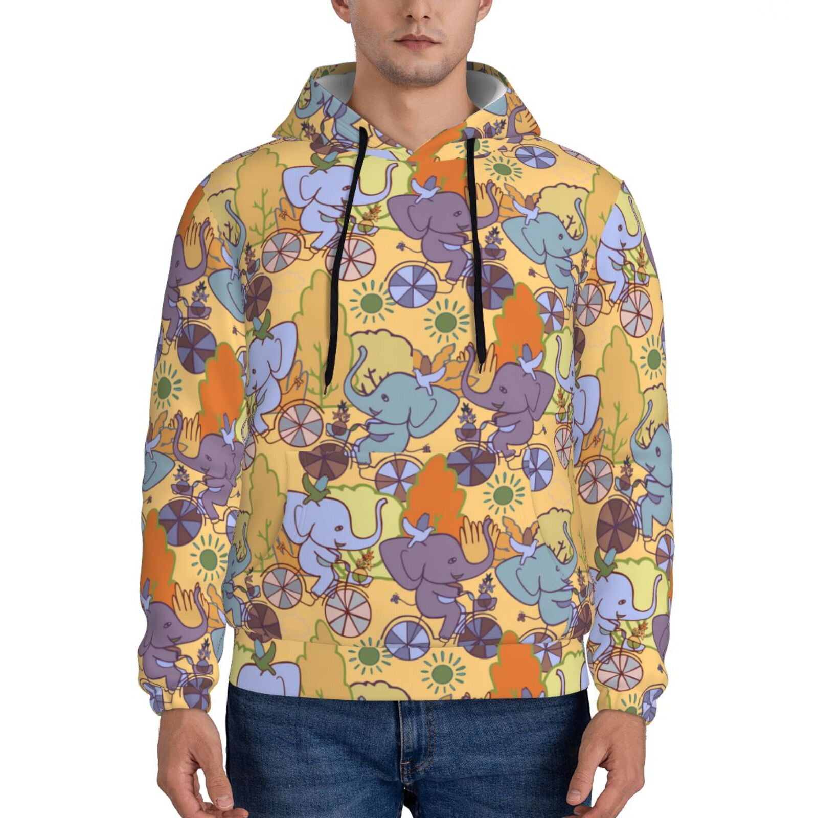 Matuu Cycling Elephant On Bicycle In Park for Hoodies for Men Hoodie ...