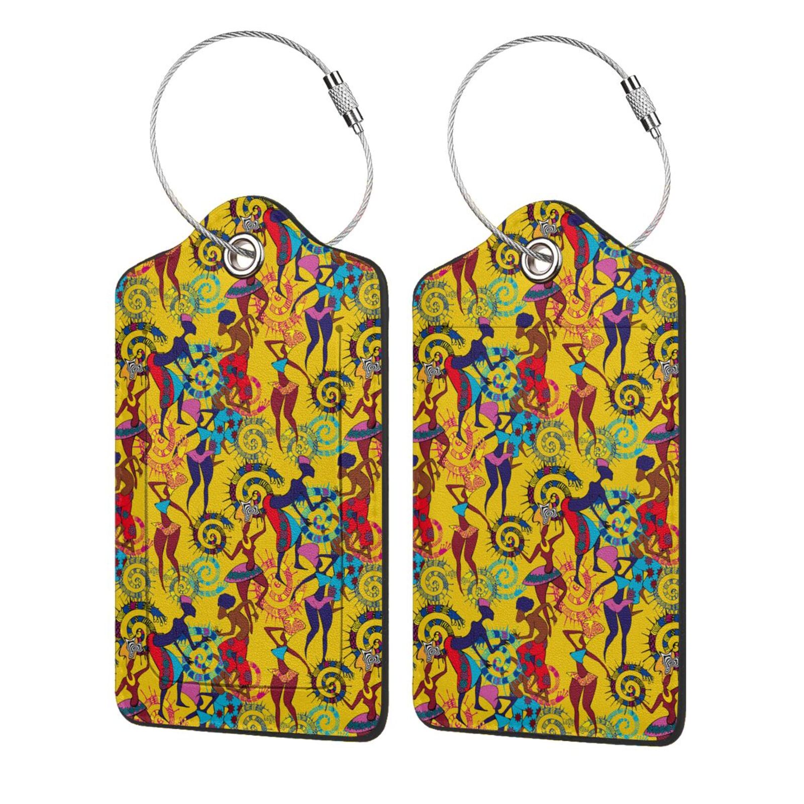 Matuu Dancing African Womens for Leather Luggage Tag Privacy Cover ID ...