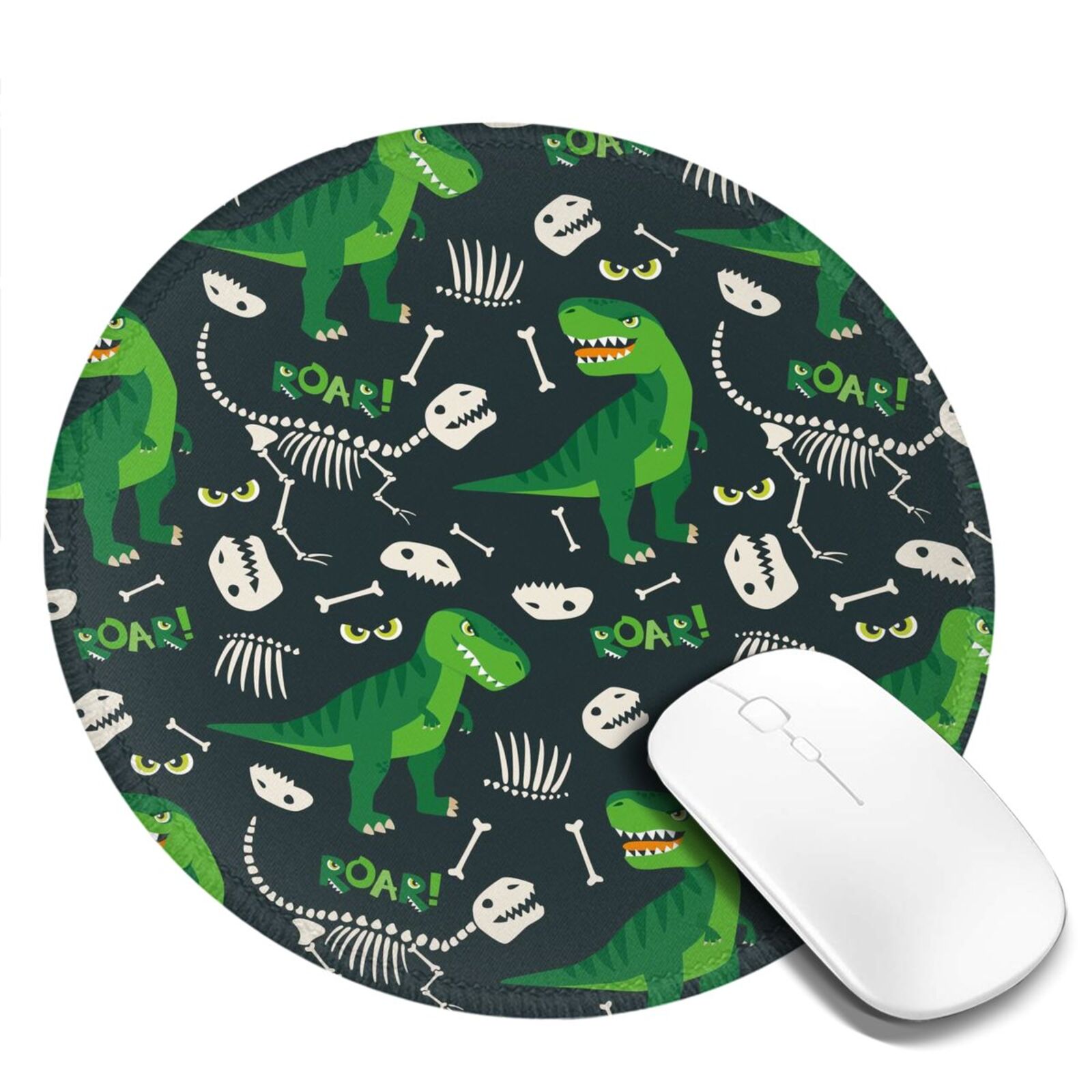 Matuu Dinosaur and Bone Printed Round Mouse Pad, Non-Slip Ergonomic ...