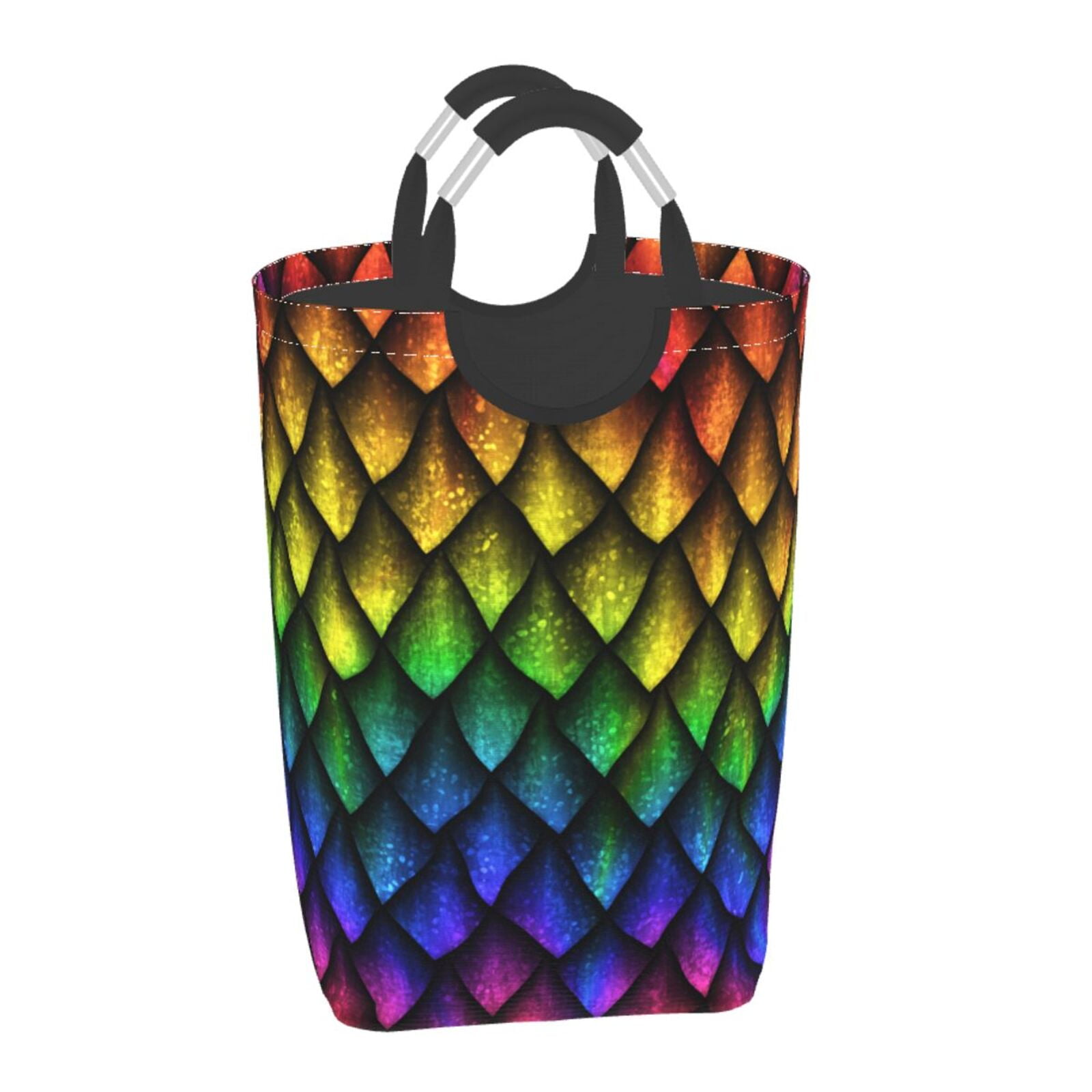 Matuu Dragon Scales print 5L Foldable tall clothing basket with 2 ...